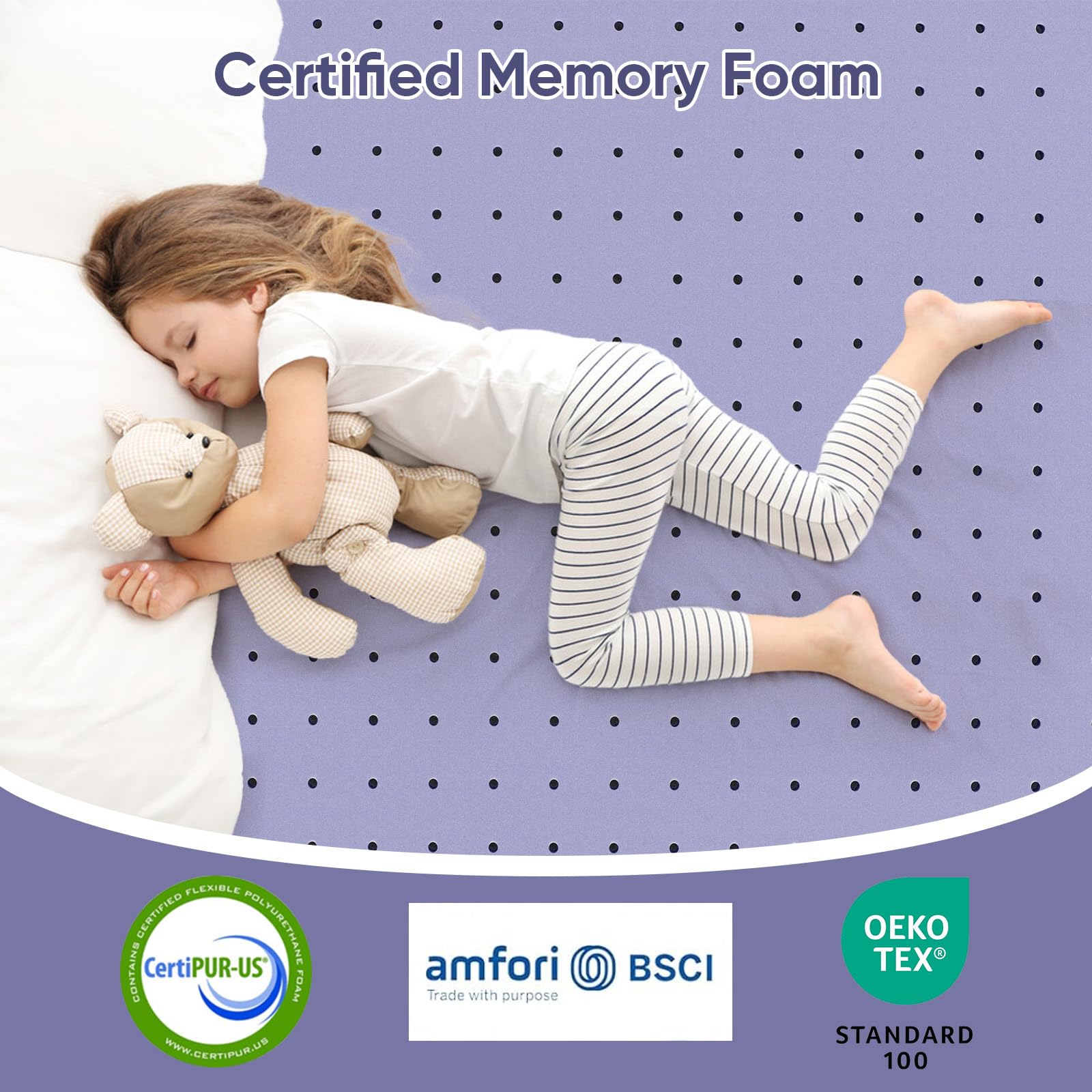 BedsPick 2 Inch Gel Infused Memory Foam Mattress Topper, Twin XL, Ventilated and Breathable, Purple