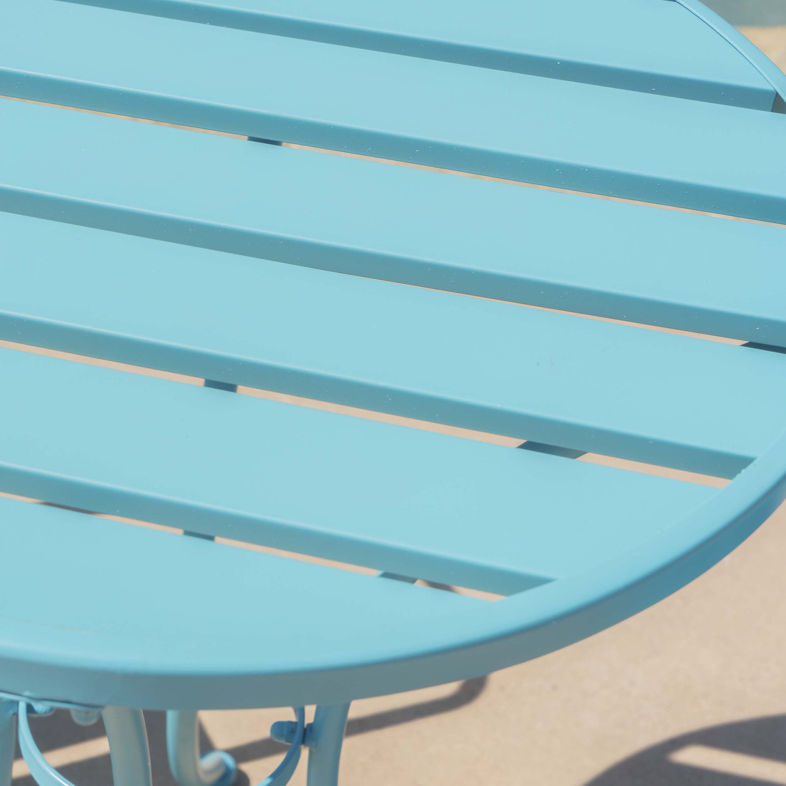 Christopher Knight Home Colmar Outdoor Iron Bistro Set, 3-Pcs Set, Matte Blue