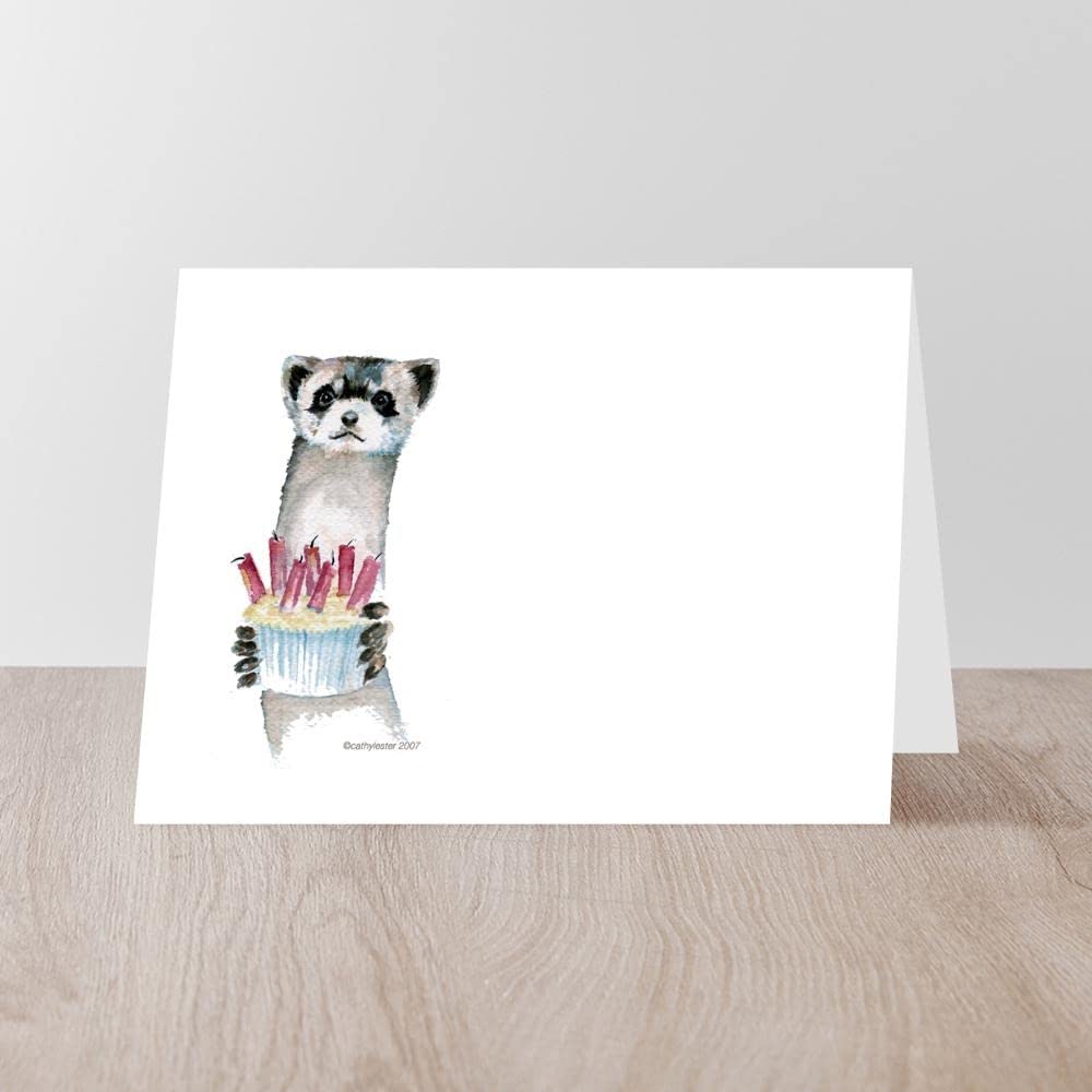 CafePress Birthday Ferret Folded Greeting Card Matte