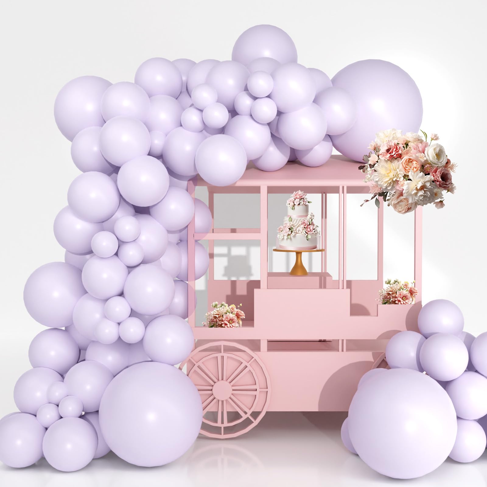 Light Purple Balloons Different Sizes, 18 12 10 5 Inch Double Stuffed Pastel Purple Balloons, Macaron Lavender Purple Balloon Arch for Boho Party, Baby Shower, Birthday, Weddings (Light Purple)