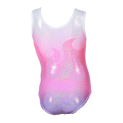 Aosva Gymnastics Leotards for Little Girls One-piece Sparkle Colorful Pink Dancing Athletic Top Tank 2-3T