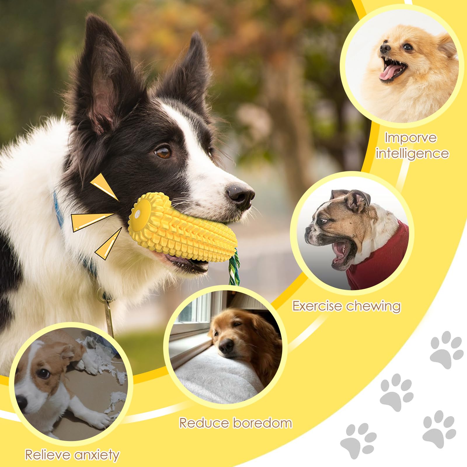 YCPPOG Dog chew Toy,Interactive Toy.Corn Shaped Toys can be Used to Clean Teeth,and There are Two Kind Models:Squeaky and no Squeaky.Suitable for Small and Medium Sized Dogs (Squeaky)
