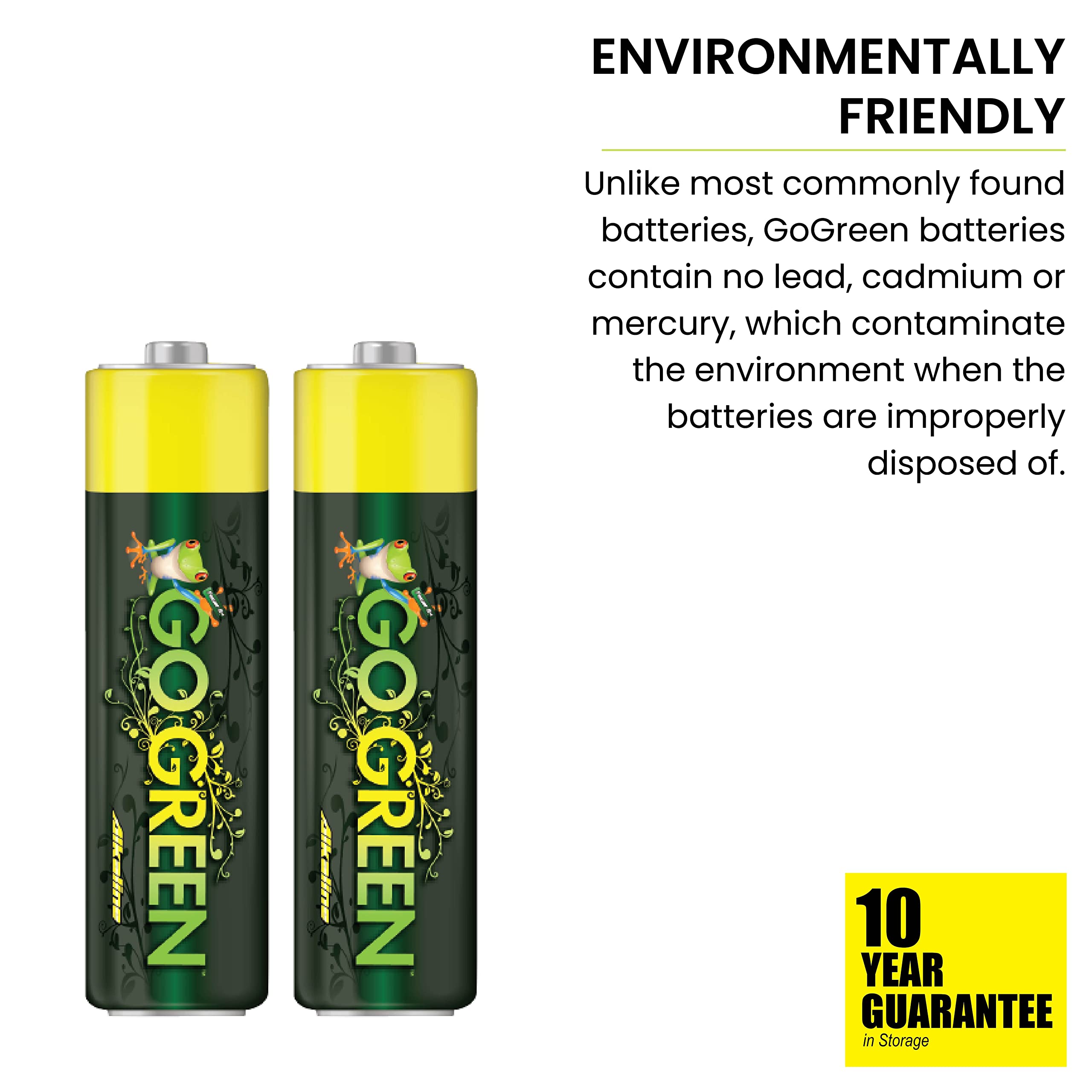GoGreen Power (24001) Eco Friendly Alkaline AA Batteries - No Lead, Cadmium or Mercury - Pack of 4