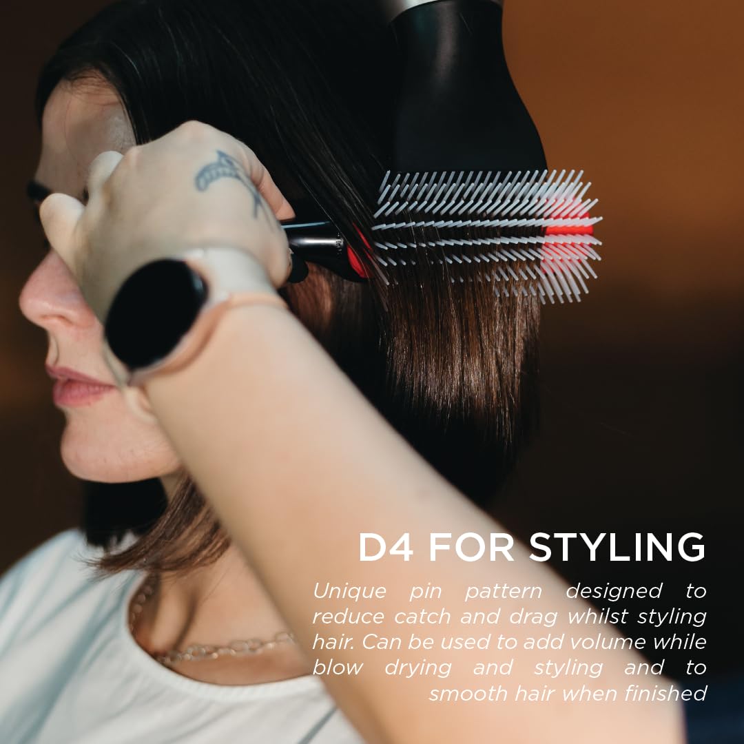 Denman Original Curl Definer & Styler 9 Row Hairbrush for Detangling, Separating, and Defining Longer Curls, Curly Hairbrush - Black