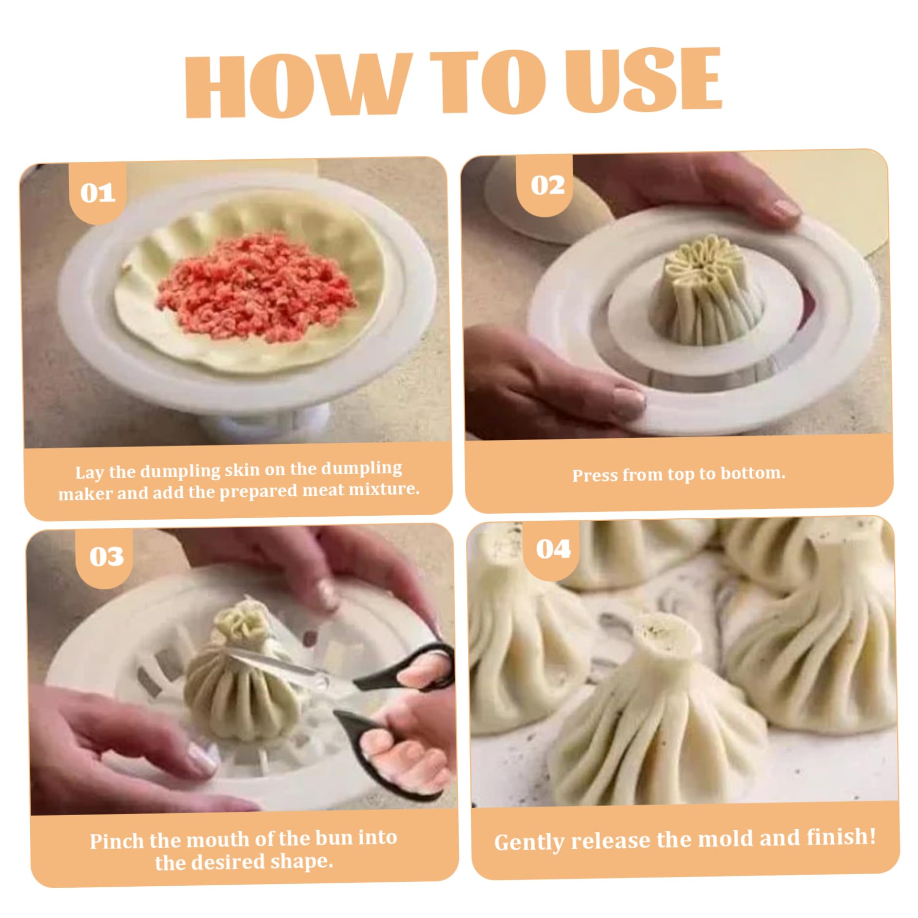 Baozi Maker, 7 x 7 x 4 Inch Reusable Bun Momo Maker, Food-Grade ABS Bun Dumpling Maker, Portable Kitchen Tool Gadgets for Homemade Bao Buns, Cooking Tools for Home Kitchen