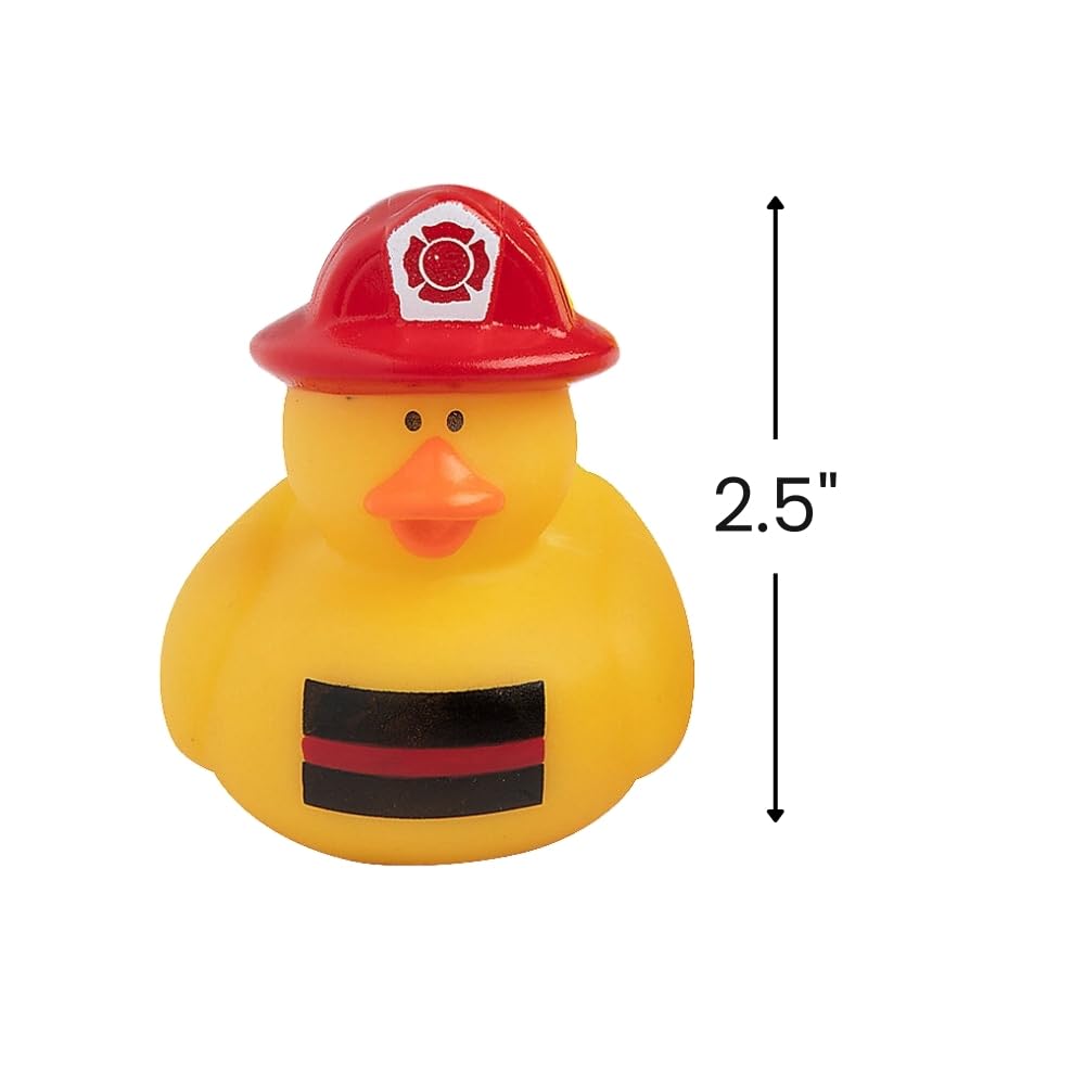 Fun Express, 12 pieces Thin Red Line Fireman Rubber Ducks