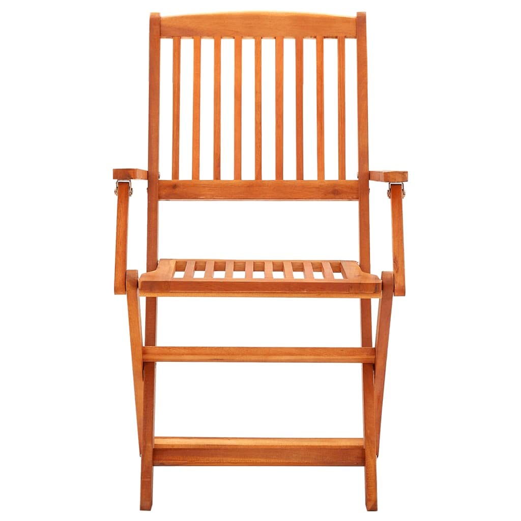 vidaXL Folding Patio Chairs 2 pcs Constructed from Solid Eucalyptus Wood - Weather-Resistant, Oil Finished Surface, Contemporary Style for Garden, Terrace or Patio
