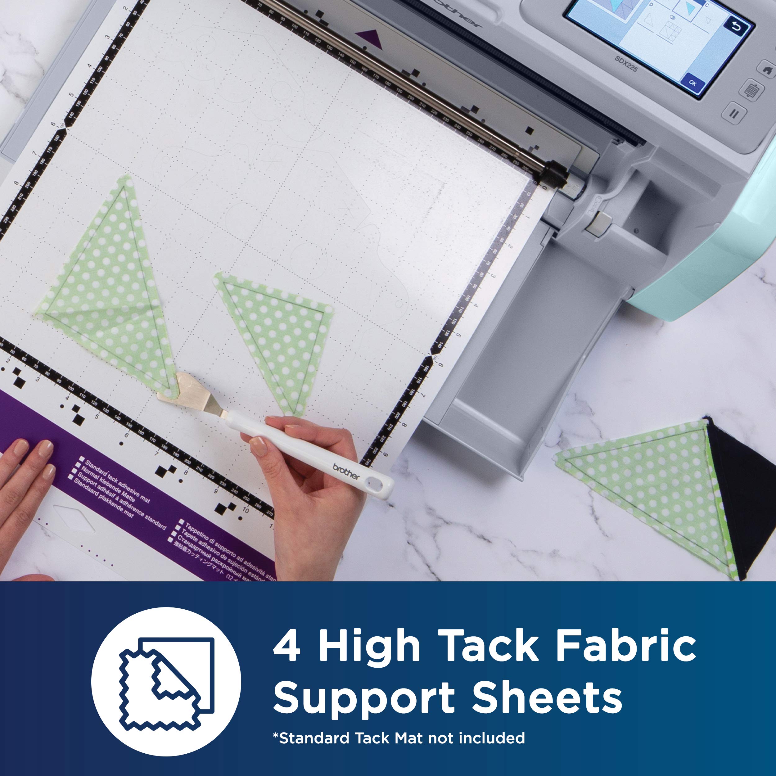 Brother ScanNCut High Tack Fabric Support Sheet CASTBL2, 4 pieces 12" x 12" High Adhesive Sheets for ScanNCut Mats, Use for Cutting Fabric Appliques, Quilting Pieces, Sewing Patterns and More
