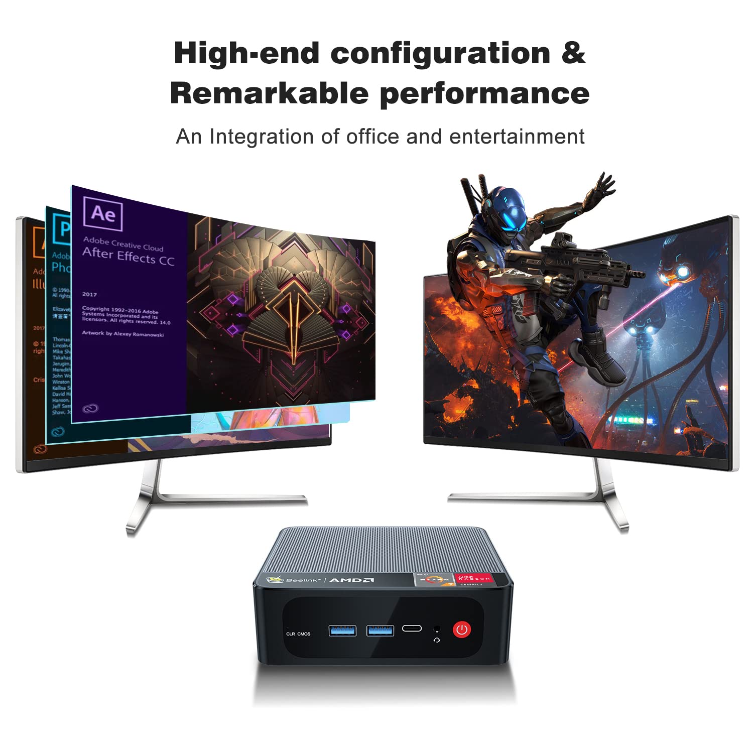 Beelink SER3 Mini PC,AMD Ryzen 7 3750H Processor,Mini Computer with 8G DDR4 RAM/256GB M.2 NVMe 2280 SSD,4K FPS/Dual HDMI/WiFi 5/BT4.0/Support Auto Power On