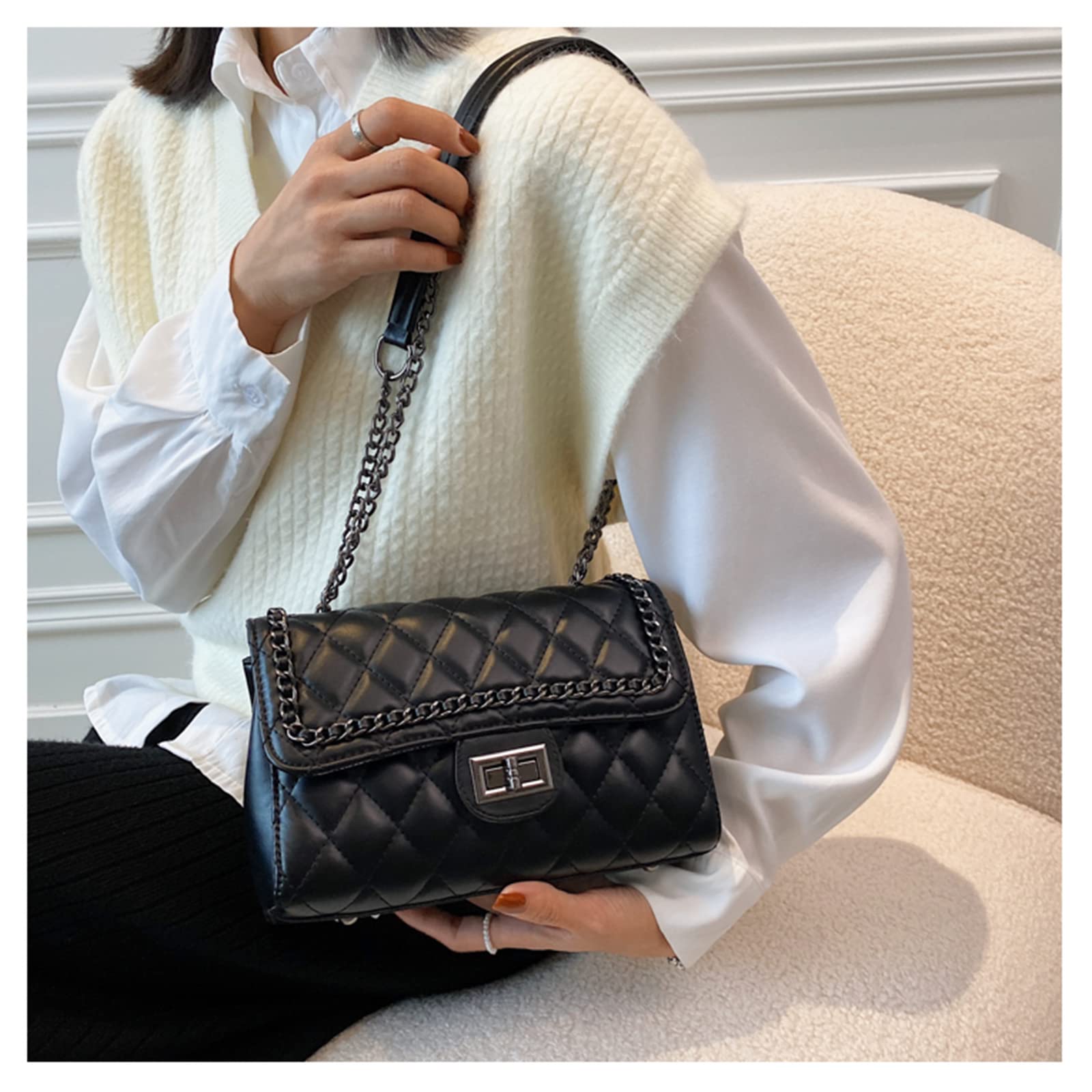 capasin Quilted Small Crossbody Women'S Shoulder Handbags Purses Bags (Black C)