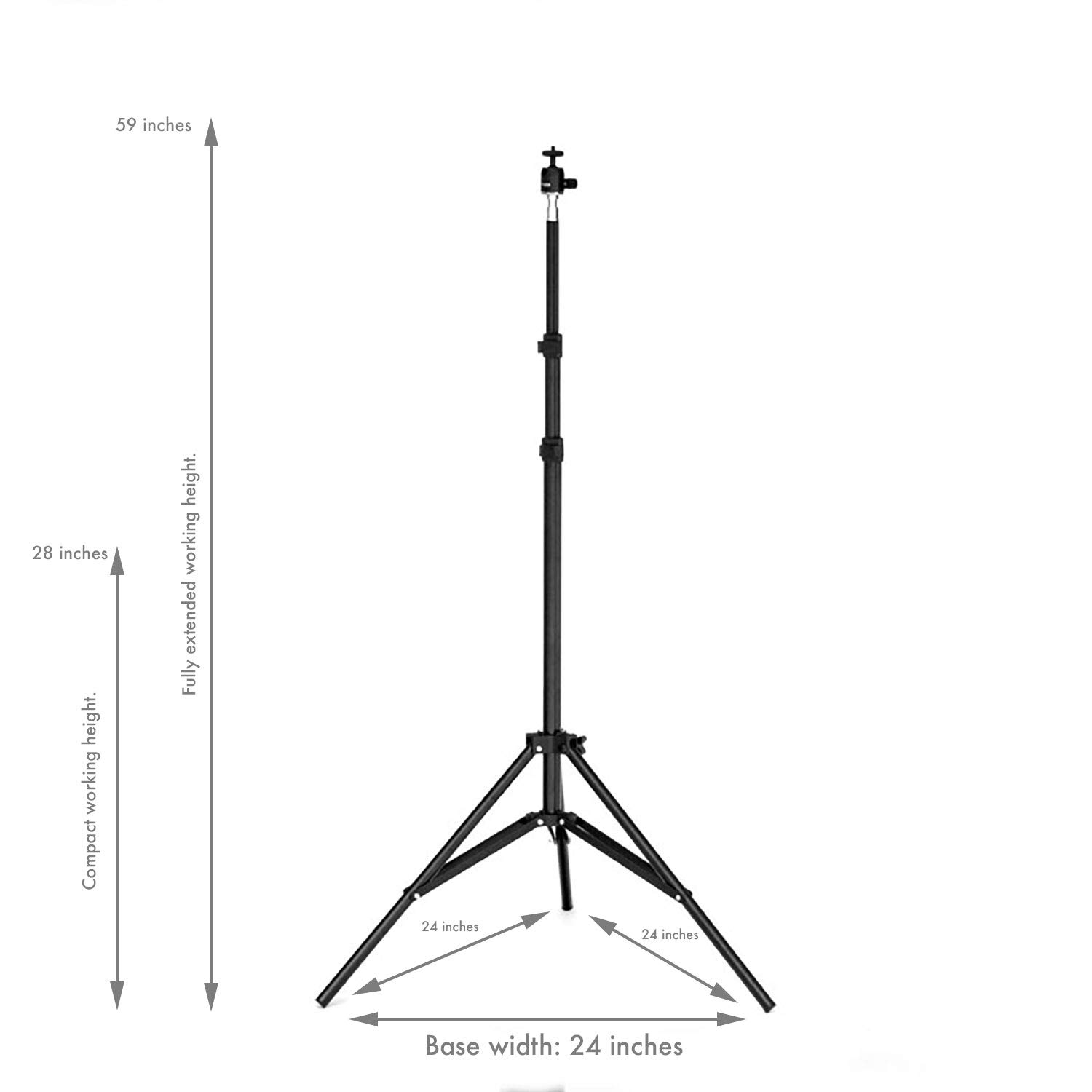 GRIFITI Nootle 58 Inch Adjustable Stand Tripod Mount with Mini Ball Head & Travel Case for 1/4 20 Threaded iPad Holder, Universal Standard or Large Tablet Mounts, Cameras, Displays & Photos or Video