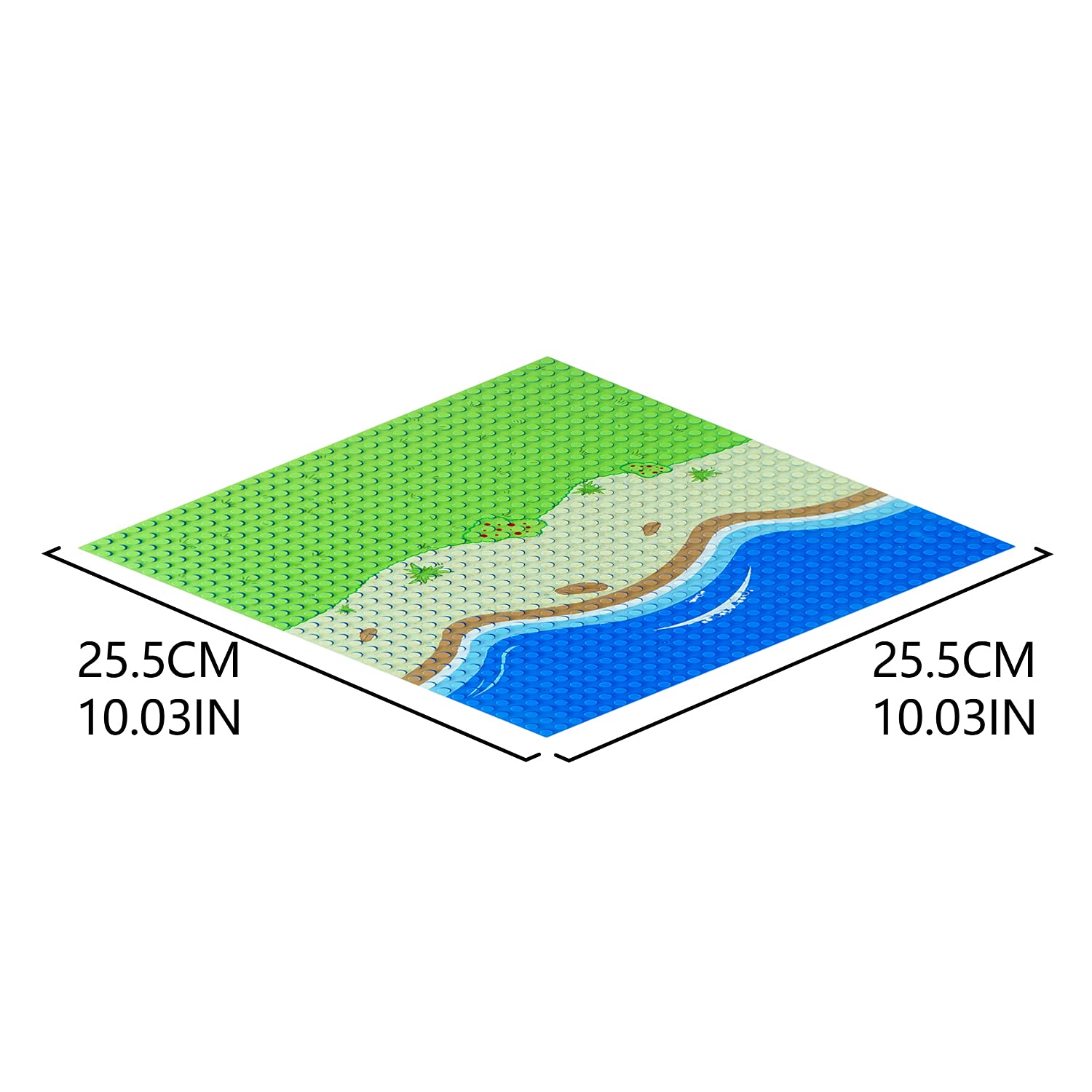 EKIND 6-Pack 10" x 10" Beach Base Brick Plate Compatible with All Major Brands, Scenes Baseplates for Grass Oasis, Pirates Sea and More Building Blocks Kids Toy (2 Straight + 4 Curve)