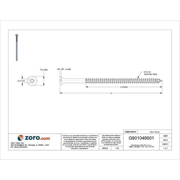GRK FASTENERS 01141 R4 #10 x 4" SCREWS 270CT