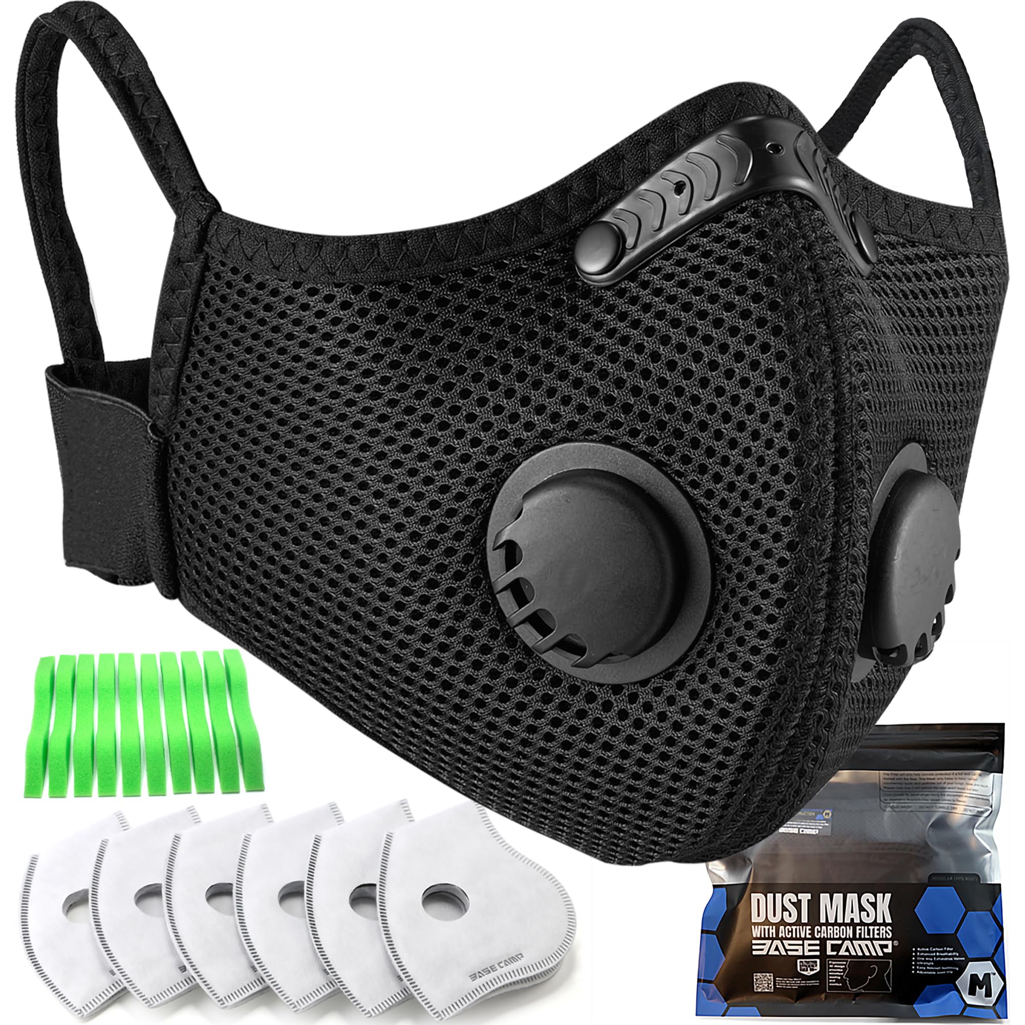 BASE CAMP Prolonged Comfort Upgraded M Plus Dust Mask, Reusable Respirator with 6-layer Filters and EAPI Filter Technology, Work Masks for Construction Yard Lawn Woodwork Spray Paint Drywall Resin