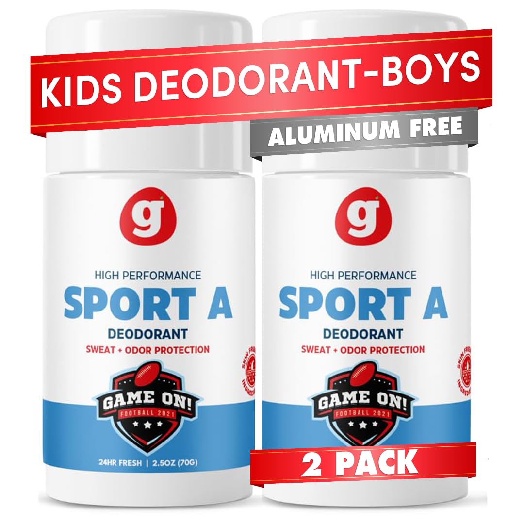 GrowingBasics Deodorant for Boys, Aluminum-Free Kid Safe Deodorant, SPORT A High Performance, Hypoallergenic Solid Stick, Natural Deodorant for Kids, Prevents Body Odor for Boys Ages 8-18 (Set of 2)