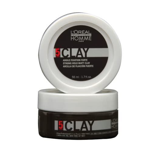 L'Oreal Professionnel Men’s Styling Clay - For All Hair Types, Provides Strong Hold and Matte Finish