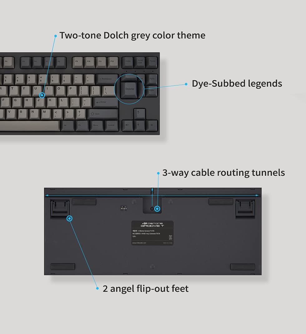 MSTONE Groove T 87 Keys Mechanical Keyboard,Backlighting,Cherry Profile PBT Keycap,Dye Subbed Legends,USB-C Cable,Space Saving,for Windows and Mac,Cherry Green MX