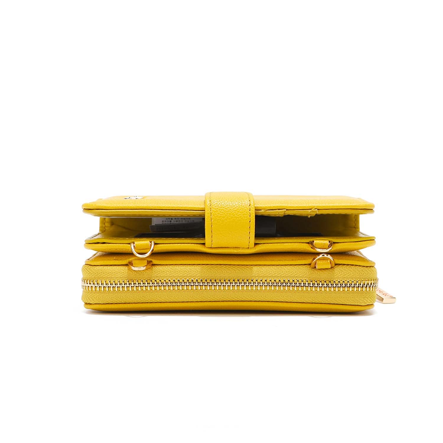 Nicole Lee 2 Pieces Phone Case Wallet Crossbody Wallet with Crossbody Strap, Vegan Leather, Phone Size Fits Most (MUSTARD)