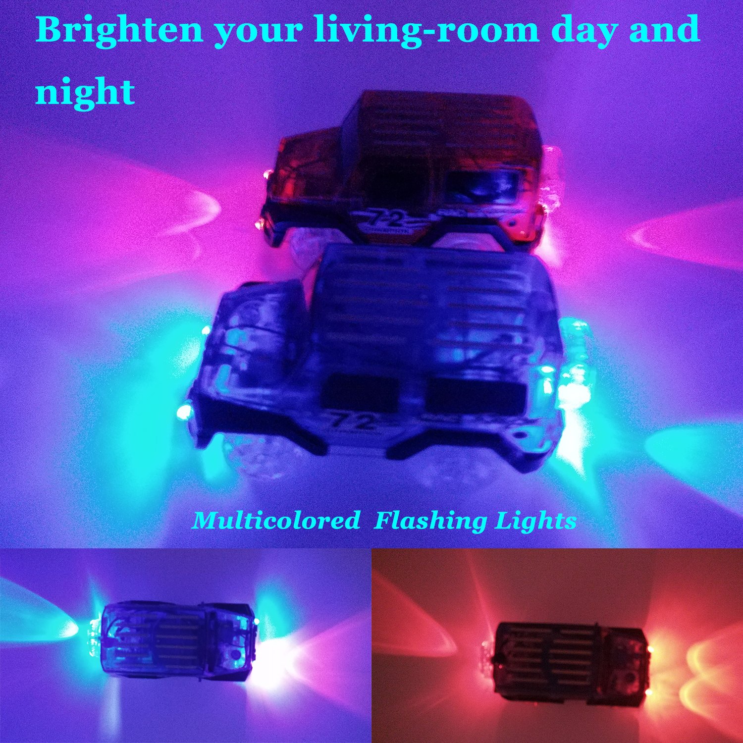 Car Track,Light Up Tracks Car(2-Pack) Glow in The Dark Racing Track Accessories Compatible with Most Tracks,Boys & Girls (style1:red+Blue)
