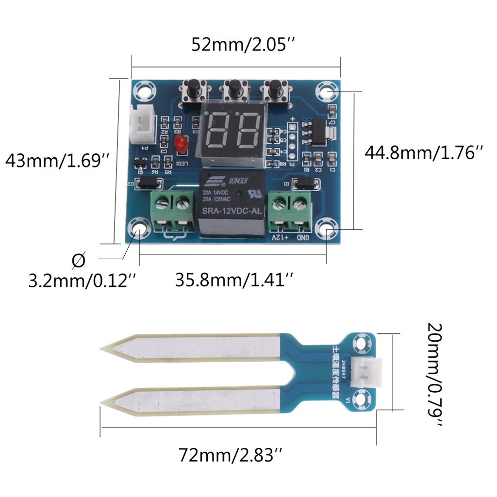 caralin 12V Soil Humidity Sensor Controller Irrigation System Automatic Watering Module Humidity Controller