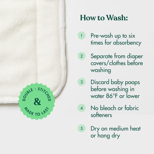 Naturally Nature Cloth Diaper Inserts, 5 Layer Almond Rayon Fleece, Pack of 12, Resuable, Washable Inserts for Cloth Diapers, Almond