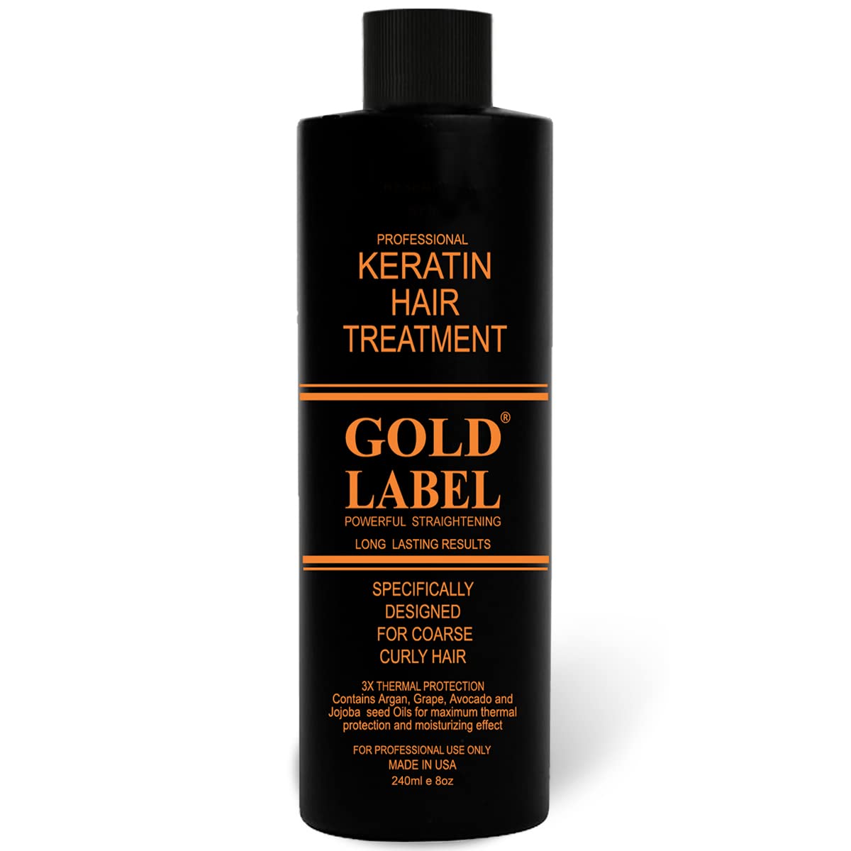 Gold Keratin Treatment Blowout Brazilian Hair Super Enhanced Winning Formula All Types & Colors Incl Blondes, Bleached, Coarse, Curly, Black African, Dominican (8oz)