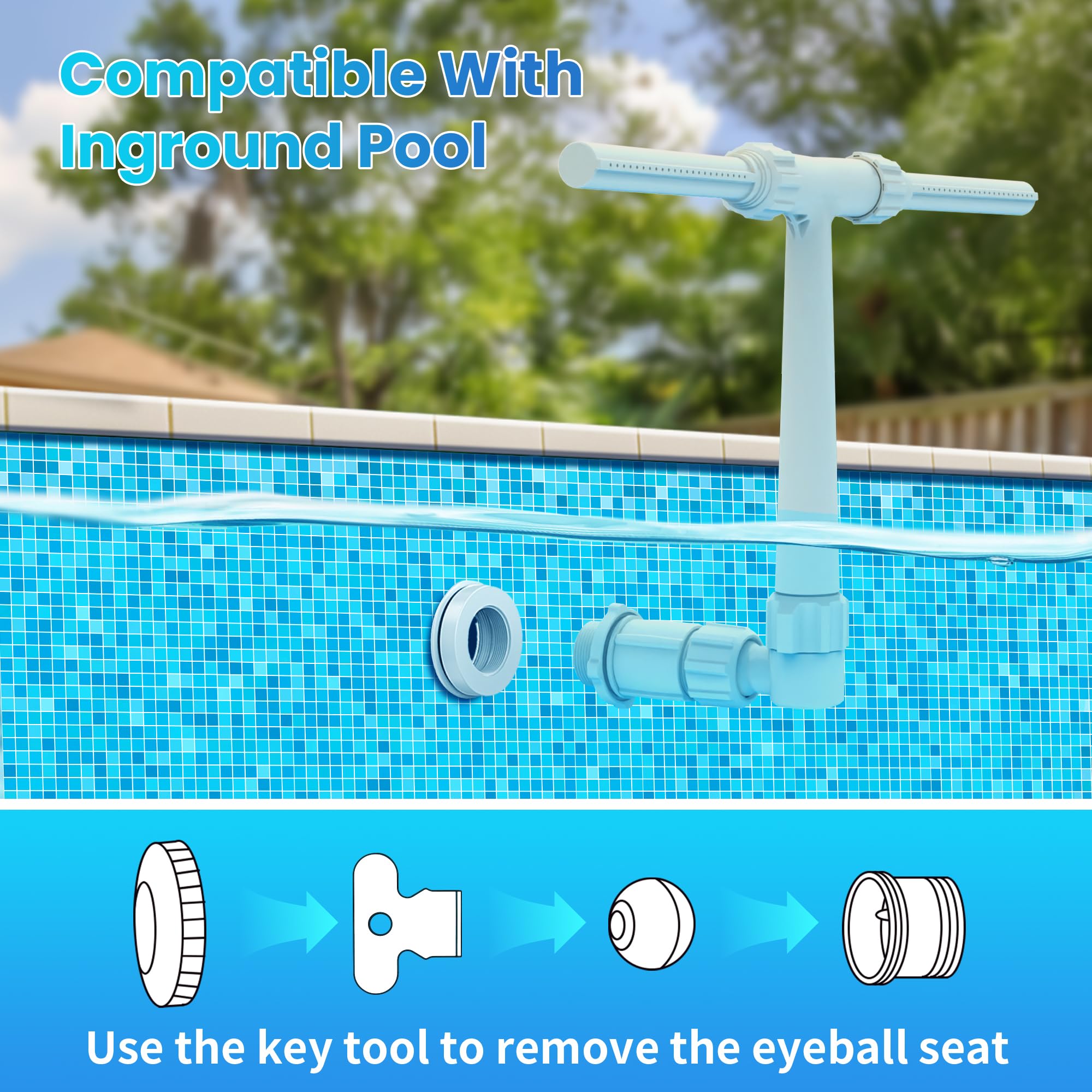 AquaJoyer Pool Fountain for Above and In-Ground Pools, Dual Spray Waterfall Sprinkler Fountain, Above Ground Pool Accessories, Adjustable Waterfall Cooling and Relaxation (Gray)