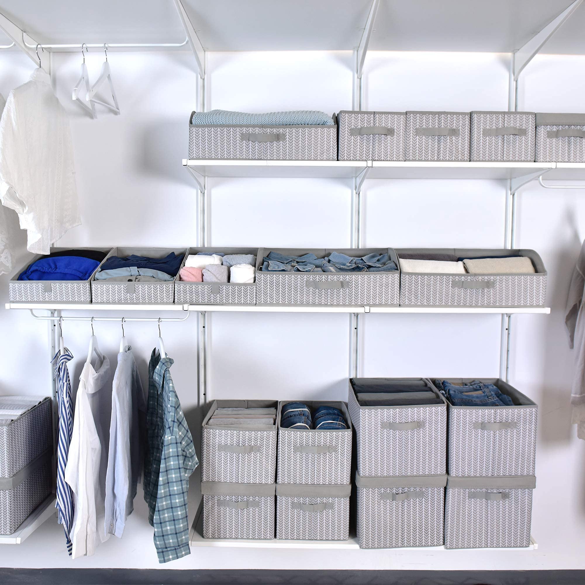 GRANNY SAYS Bundle of 2-Pack Closet Hanging Organizer & 3-Pack Rectangle Storage Bins