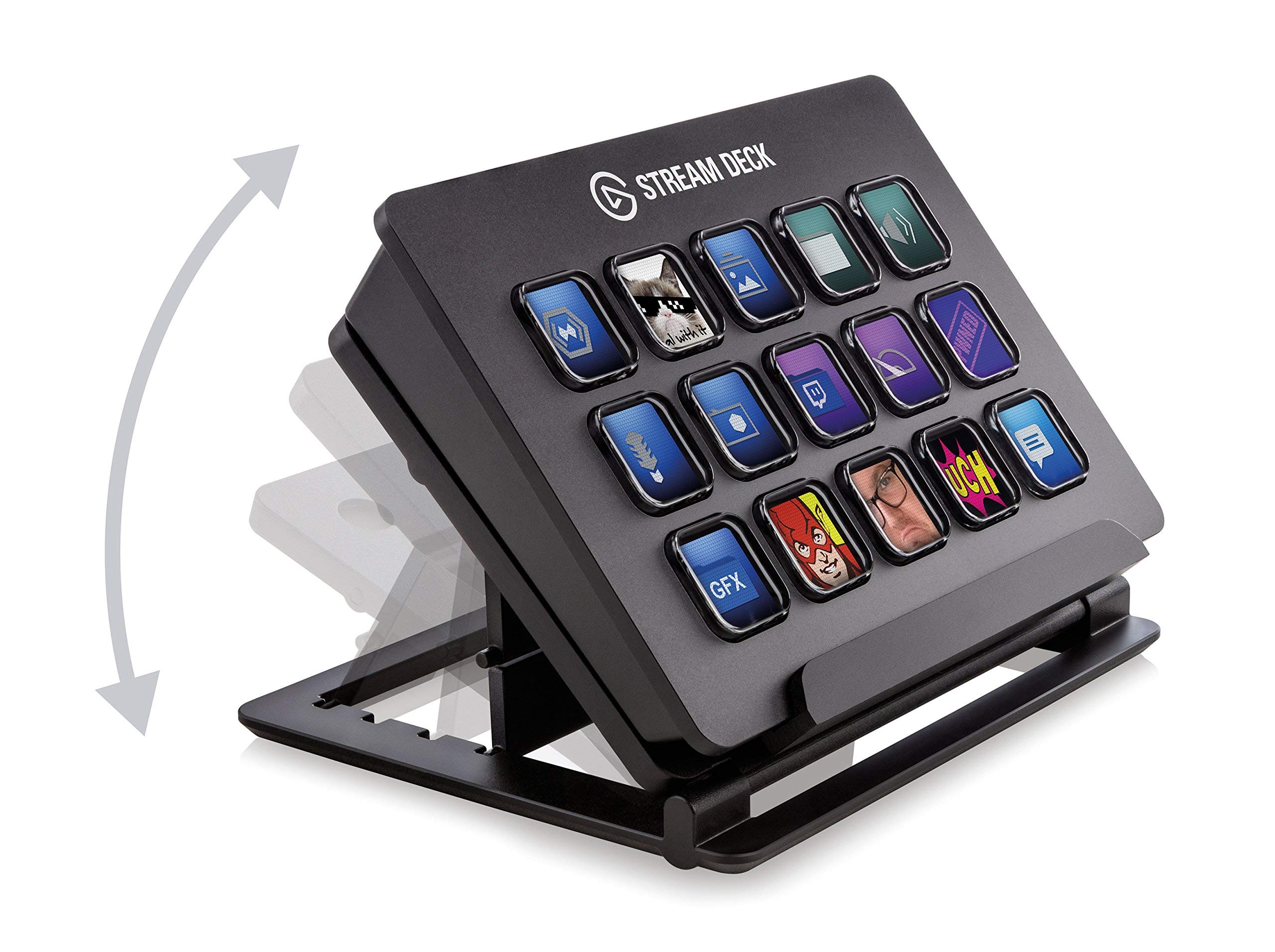 Elgato Stream Deck - Live Content Creation Controller with 15 Customizable LCD Keys, Adjustable Stand, for Windows 10 and macOS 10.11 or Later (Renewed)