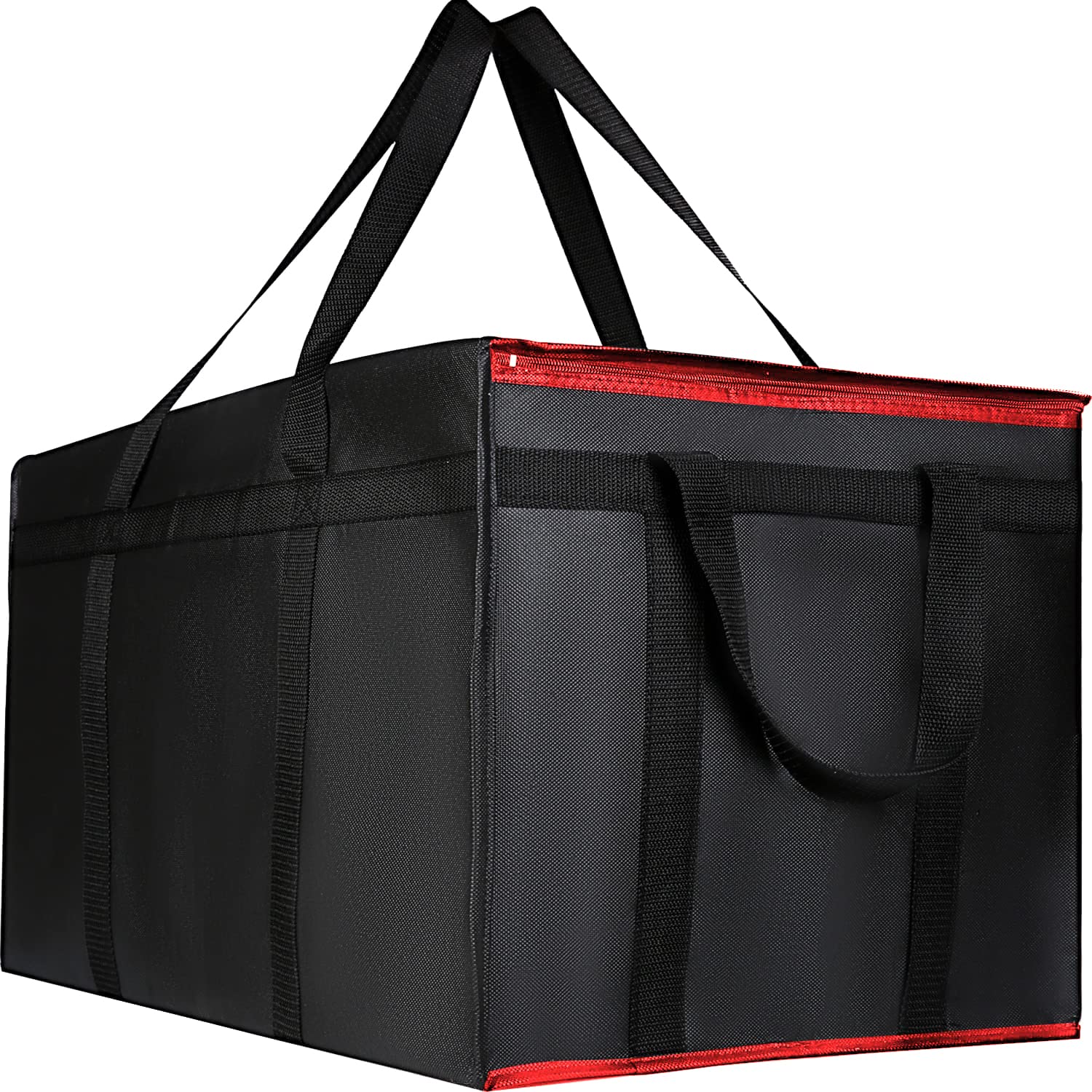 musbus For doordash catering bag 22x14x13 Black Red Insulated Food Delivery Bag Cooler Bags Keep Food Warm Catering Therma for doordash Catering Cooler BagsTherma Shopper hot XXXL 22w x 14 lx 13d