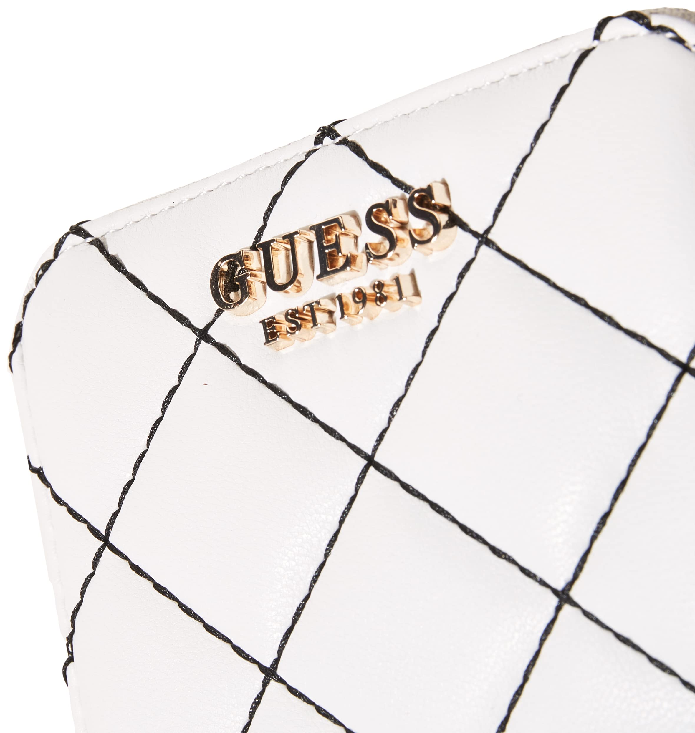 GUESS womens Cessily Small Zip Around Wallet, White Multi, one size US