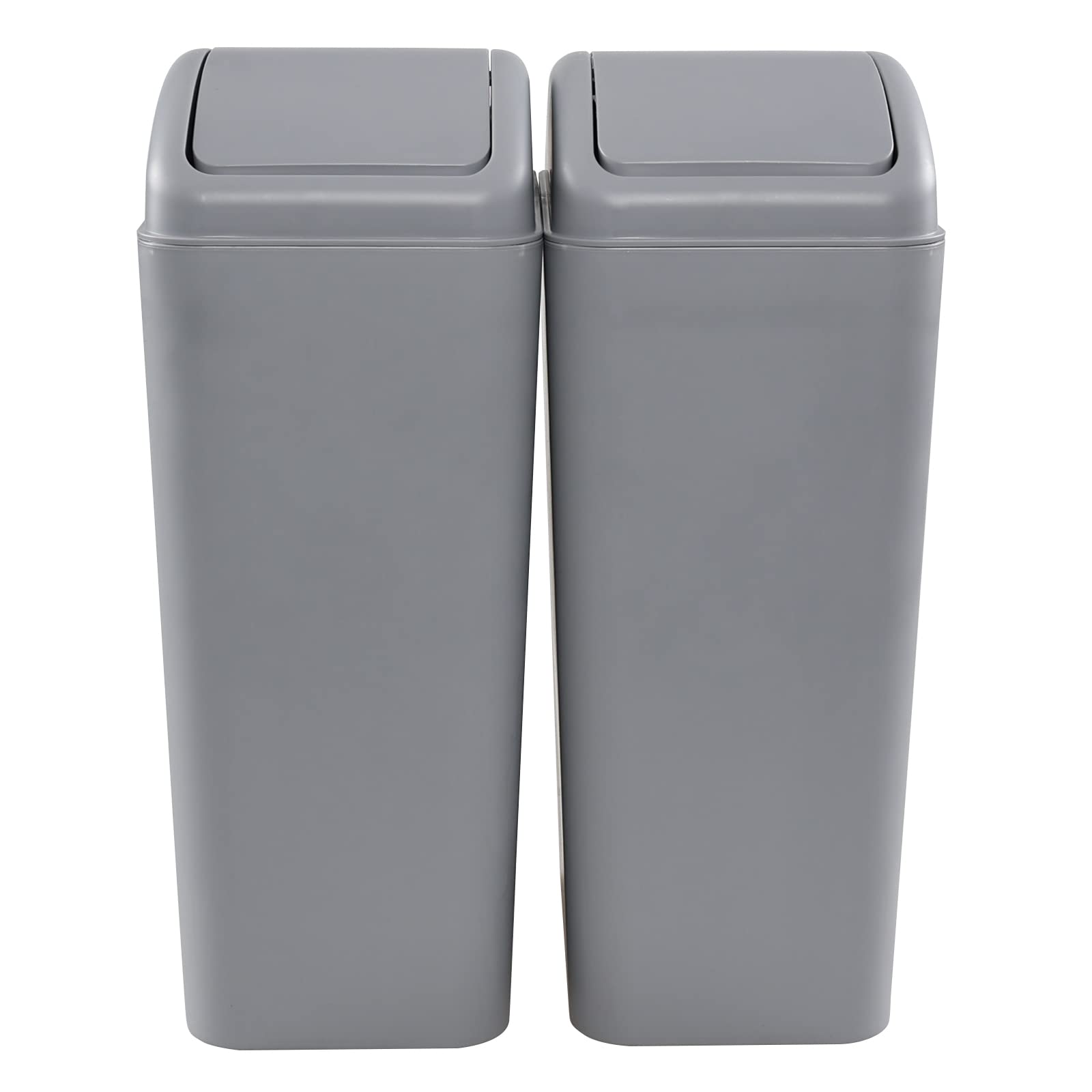 CadineUS 14 Liter Plastic Trash Can with Lid, Kitchen Bathrooom Office Garbage Bin Set of 2