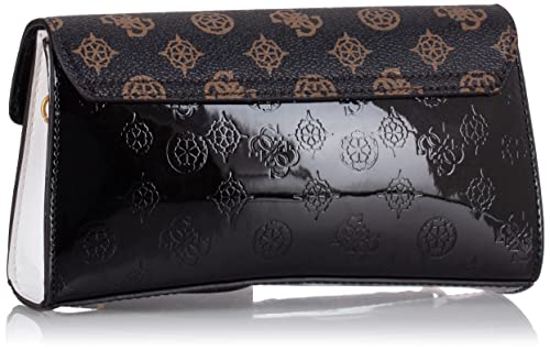 GUESS womens Zira Mini Crossbody Flap, Mocha Logo/Black, one size US