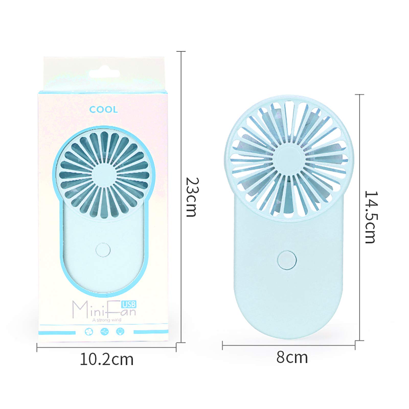 Dilexus Personal Fan Green Mini Handheld Fan,USB Recharge,Colorful LED,Small Portable Hand Fan with 3 Speed Modes - Ideal for Travel, Camping, Hiking and Office Use
