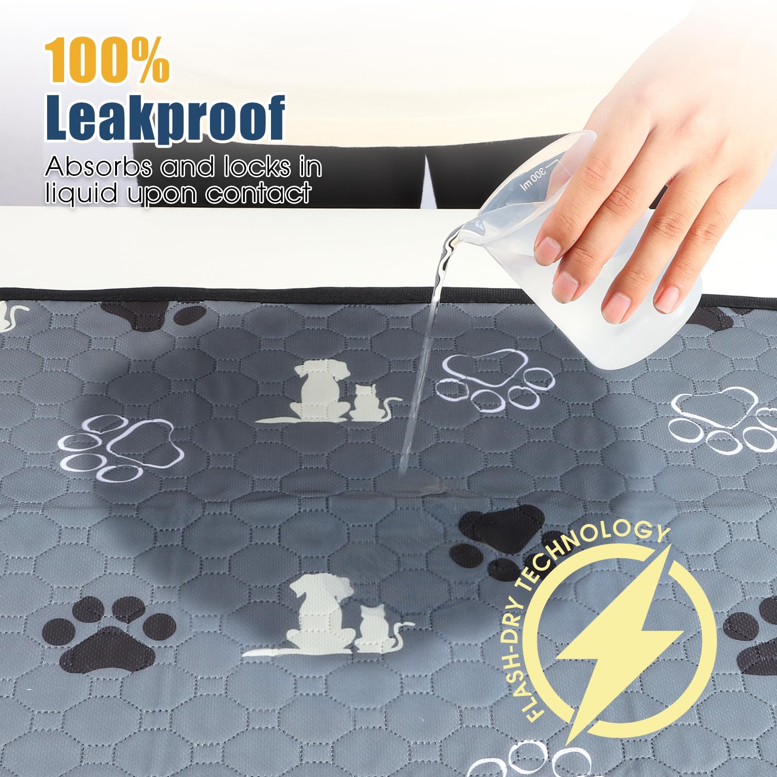 WanpeeGoo Washable Pee Pads for Dogs, 4 Pack Absorbent Reusable Training Dog Pads Pet Puppy Pads, Non-Slip Potty Pads for Whelping, Playpen, Crate, Bed, Grey 18"x24"