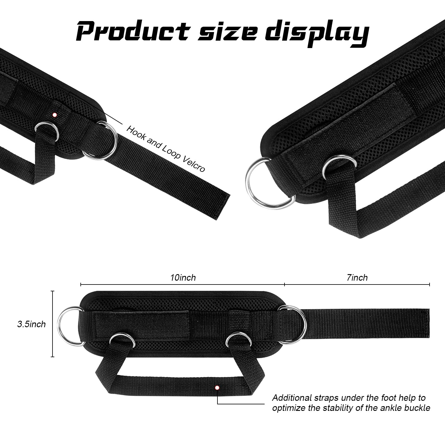 Ankle Straps (Pair) for Cable Machine Glute Kickbacks, Padded Ankle Cuffs Gym Lower Body Exercises Fitness Accessories, Adjustable Comfort fit Men & Women Leg Workout Strap 1
