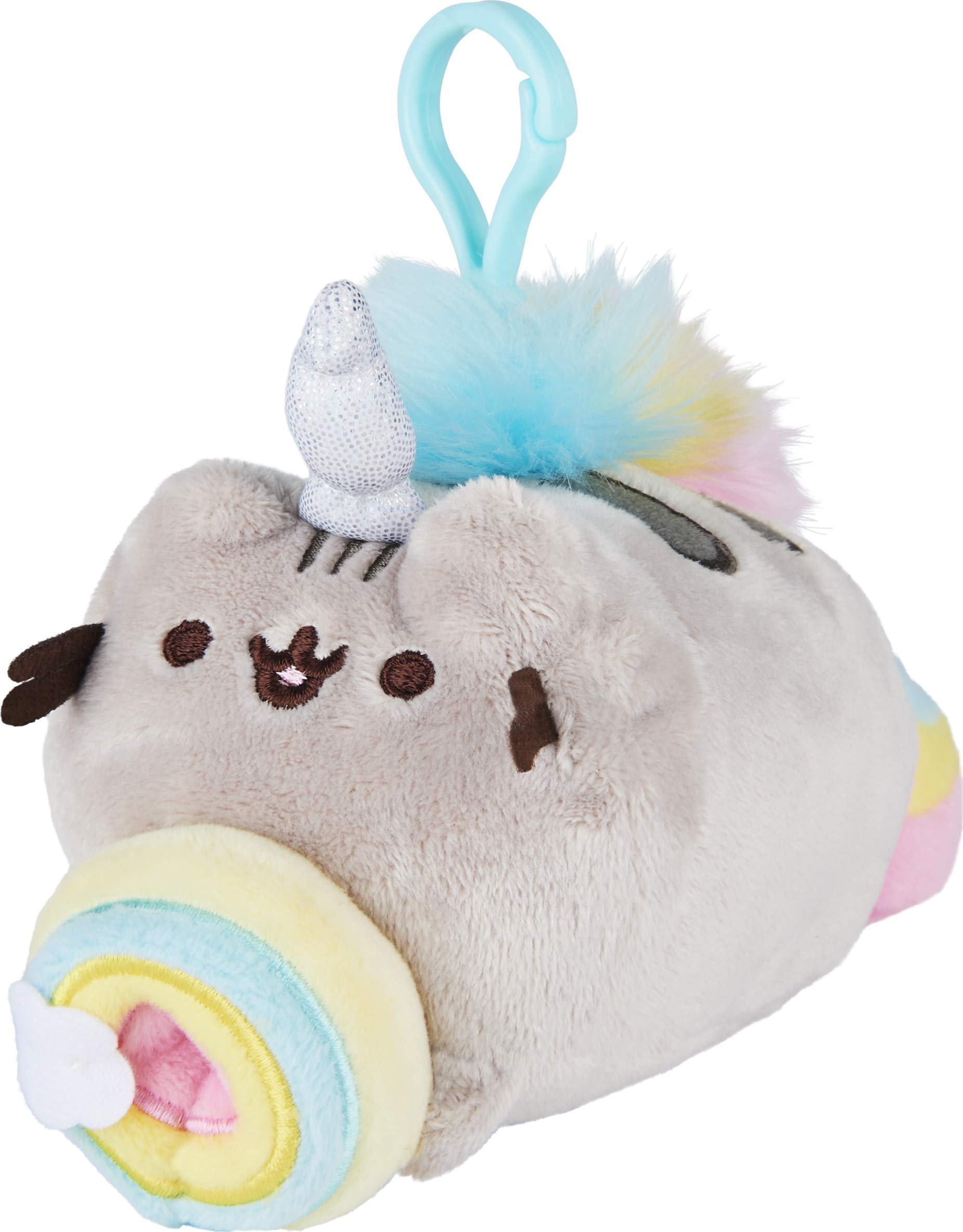 GUND Pusheenicorn Donut Log Backpack Clip Plush Stuffed Animal Cat Unicorn, 5"