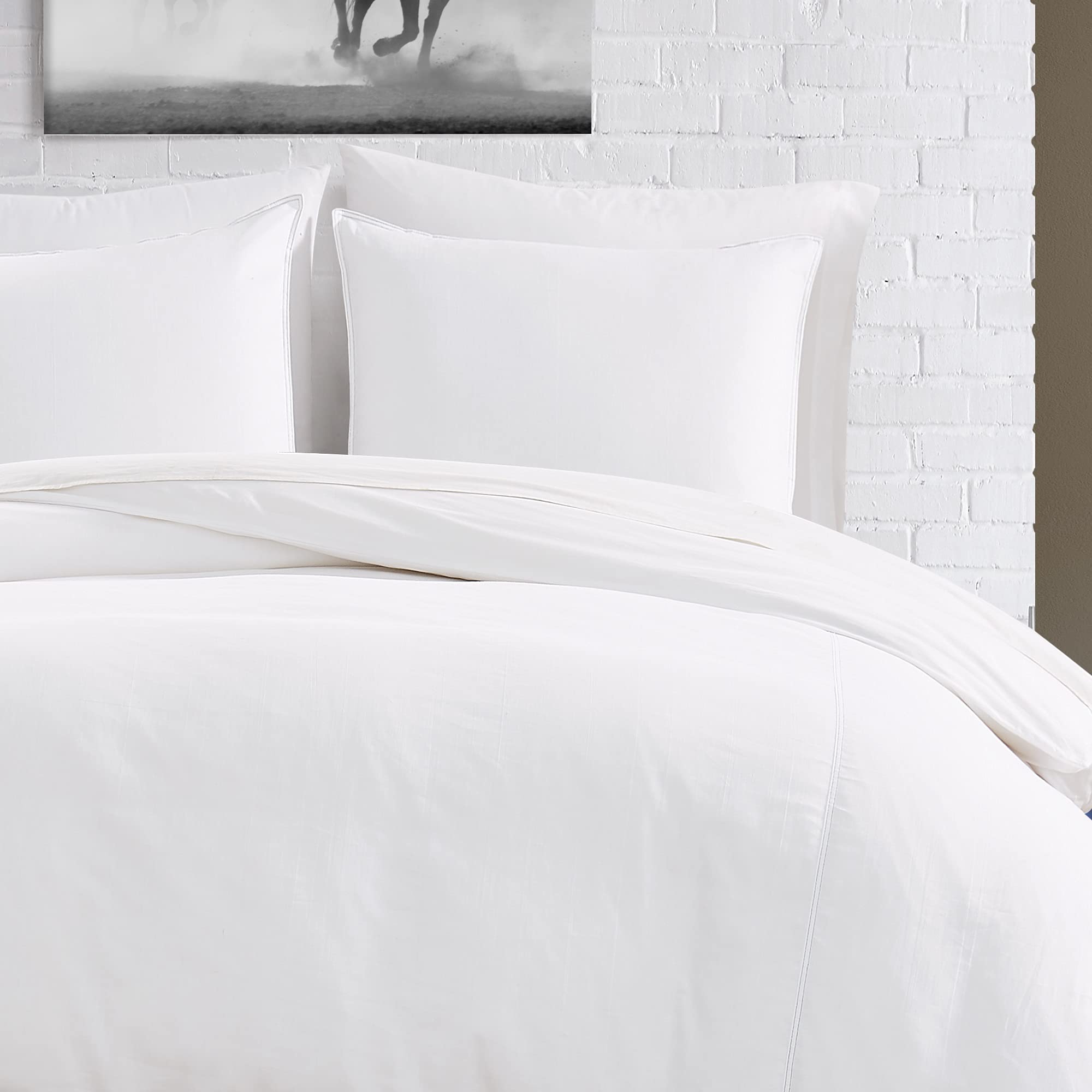 FRYE β Cotton Denim Full/Queen 3 Piece Duvet and Sham Set β Fashionable Bedding Set β White