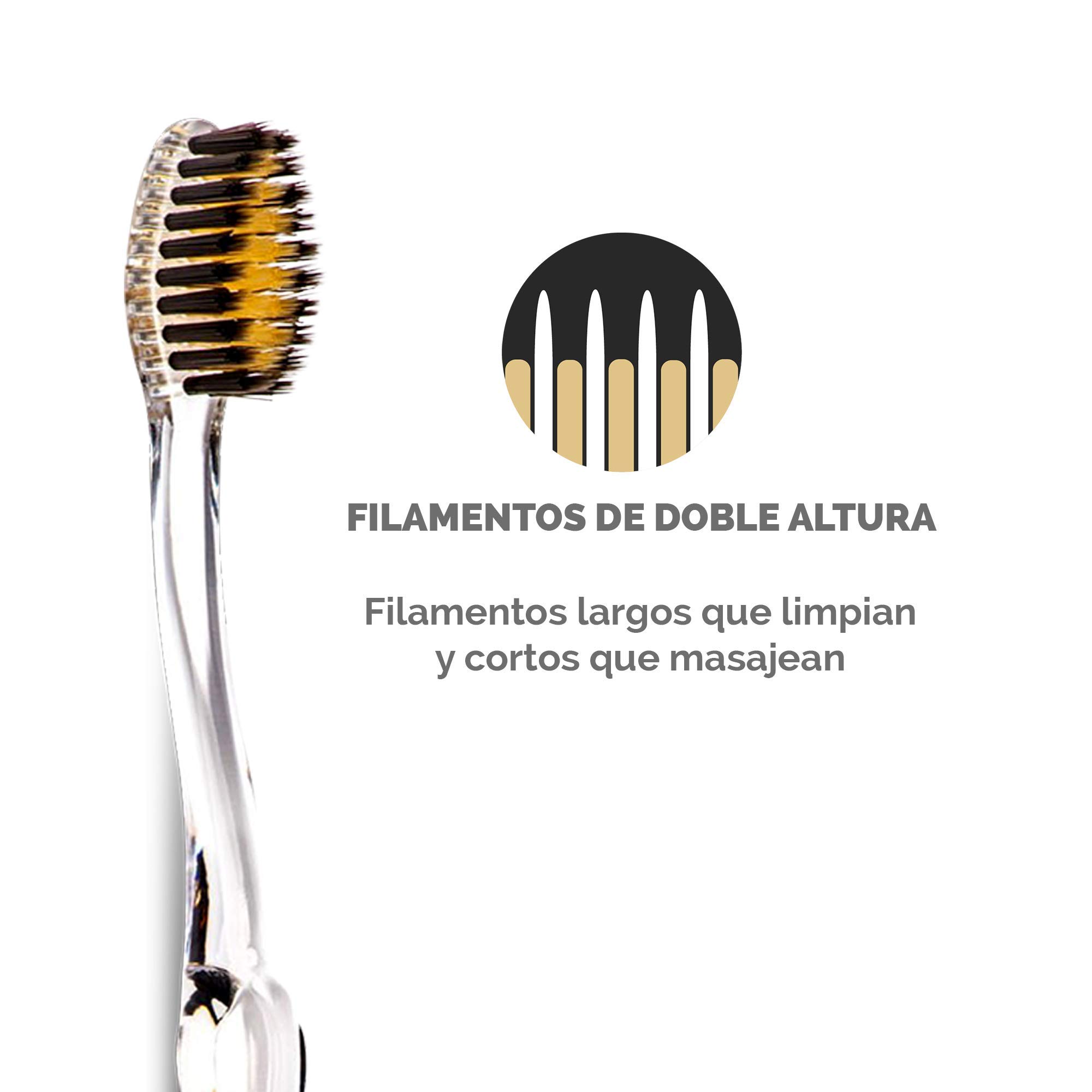 Nano-b Manual Toothbrush for Adults with Sensitive Gums, Gold & Charcoal Soft/Medium Bristles, Travel Case, Crystal