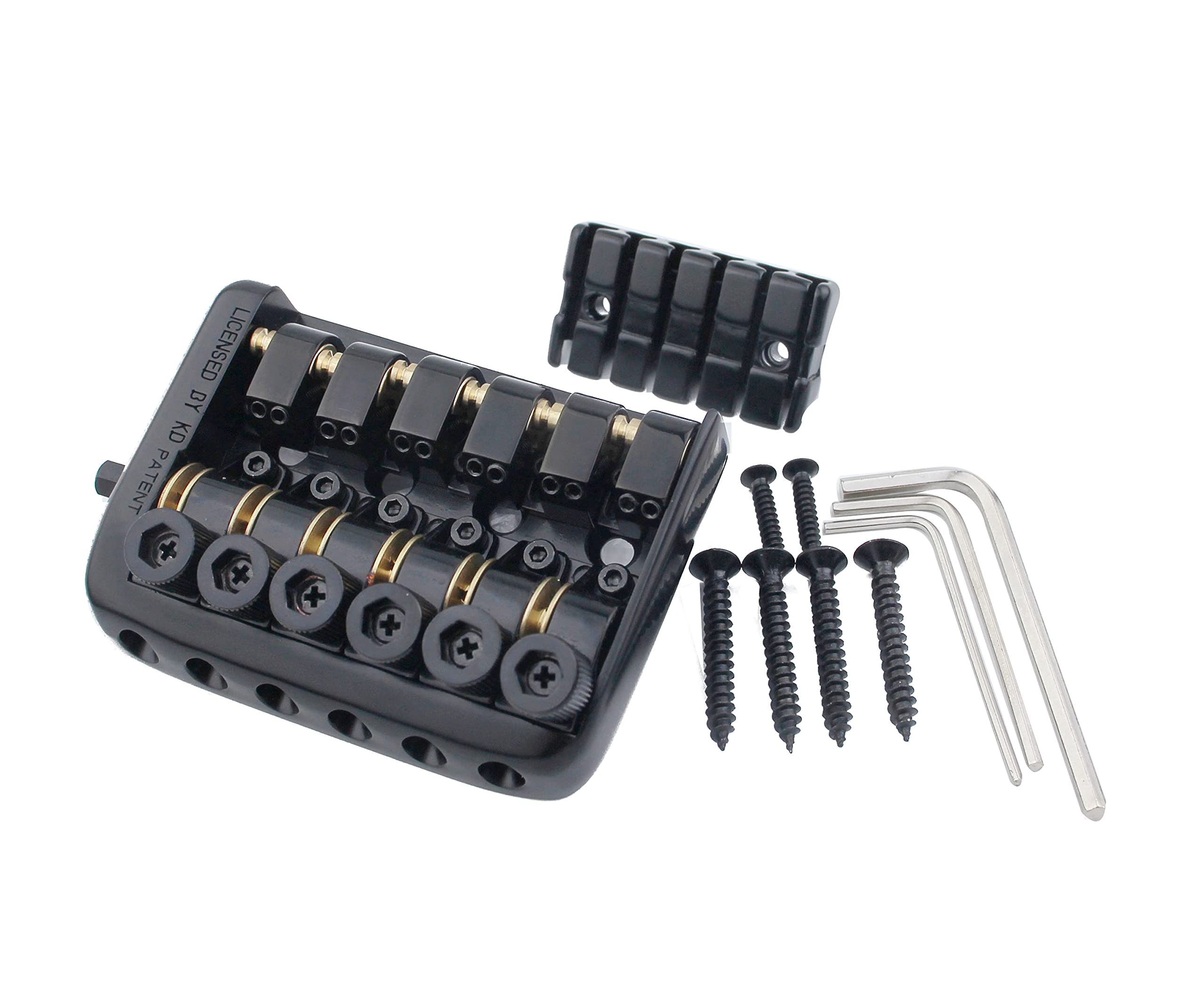 Guyker 6 String Saddle Headless Guitar Bridge Tailpiece With Worm Involved String Device for Headless Guitar Accessories Replacement Part W2004 Black