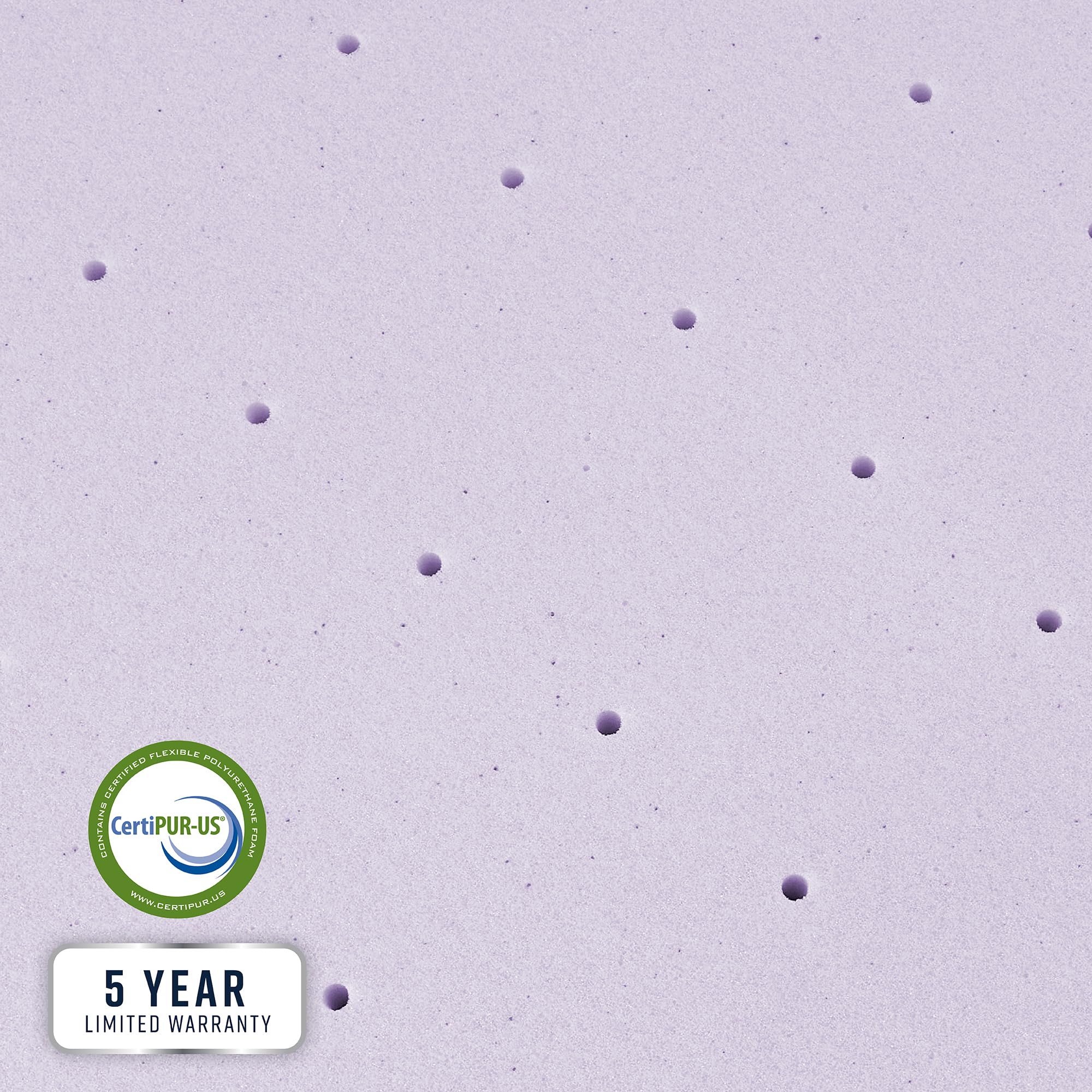 Bodipedic 3 Inch Lavender Memory Foam Mattress Topper, Lavender Infused Mattress Topper, Lavender Scented, CertiPUR-US Certified Foam, Purple