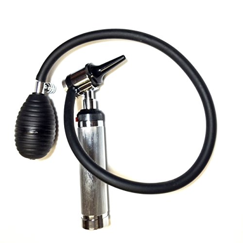 Lane Otoscope with Pneumatic Air Pump for Insufflation and Spare Halogen Bulb. Comes with 3 Reusable Specula and an Adapter to use Disposable Specula