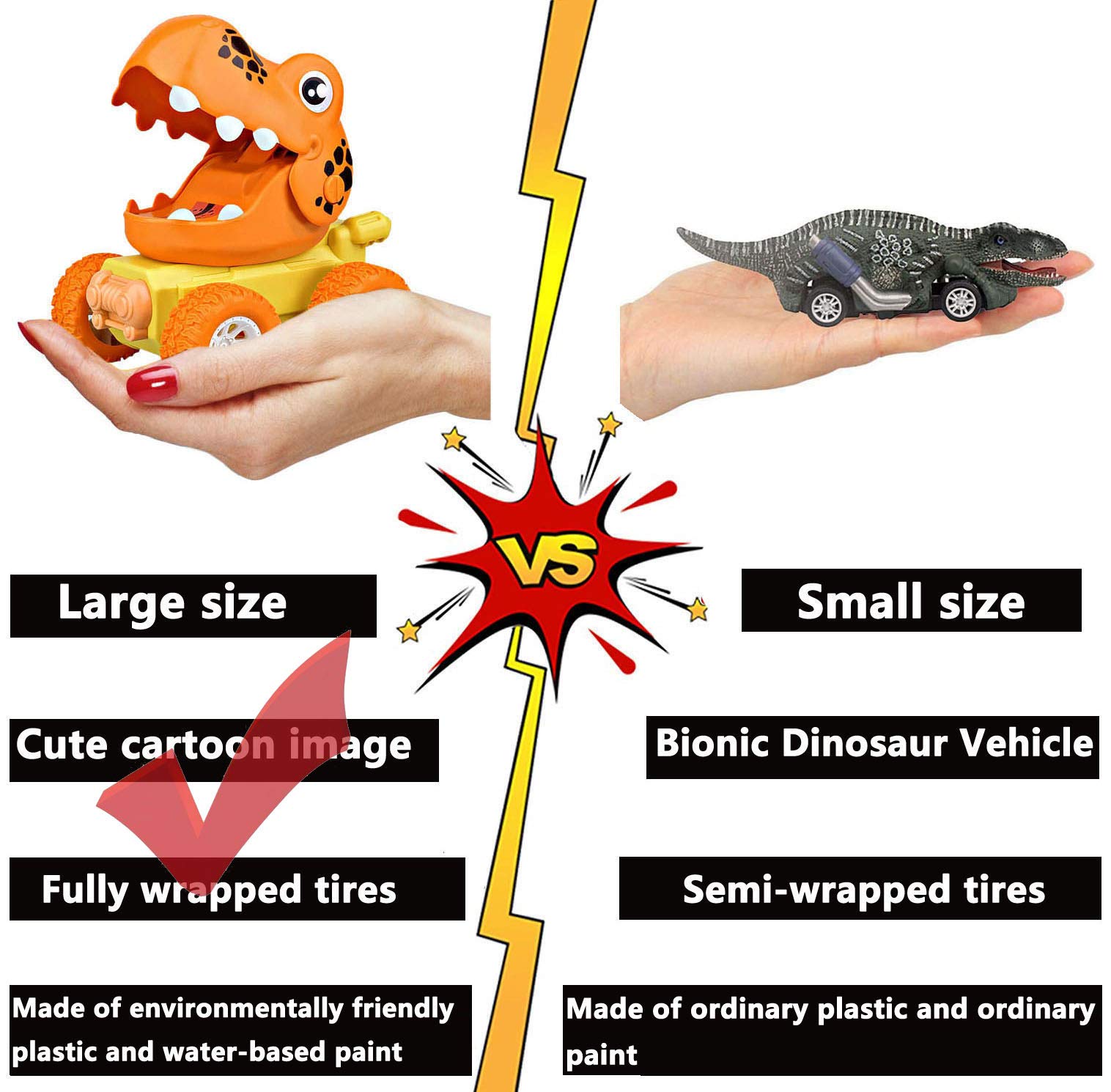 Dinosaur Toy,Press&go Dinosaur car Toy for Kids 3+ Year Old Push and go Toy car for boy(Wheel Color Random)