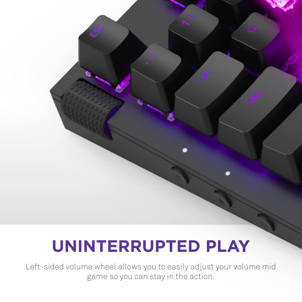 NZXT Function Full-Size USB Gaming Keyboard – Gateron Red Mechanical Switches: Linear, Fast, and Quiet – Hot-Swappable – RGB Backlit – Aluminum Top Plate – Sound Dampening Foam – Wrist Rest – Black