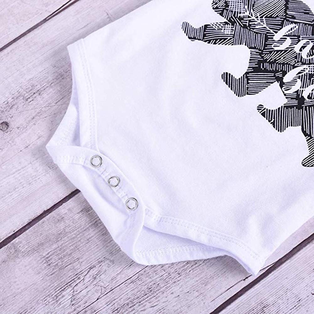 Newborn Baby Boy Clothes Baby Bear Letter Print Romper+Long Pants+Hat 3PCS Outfits Set White