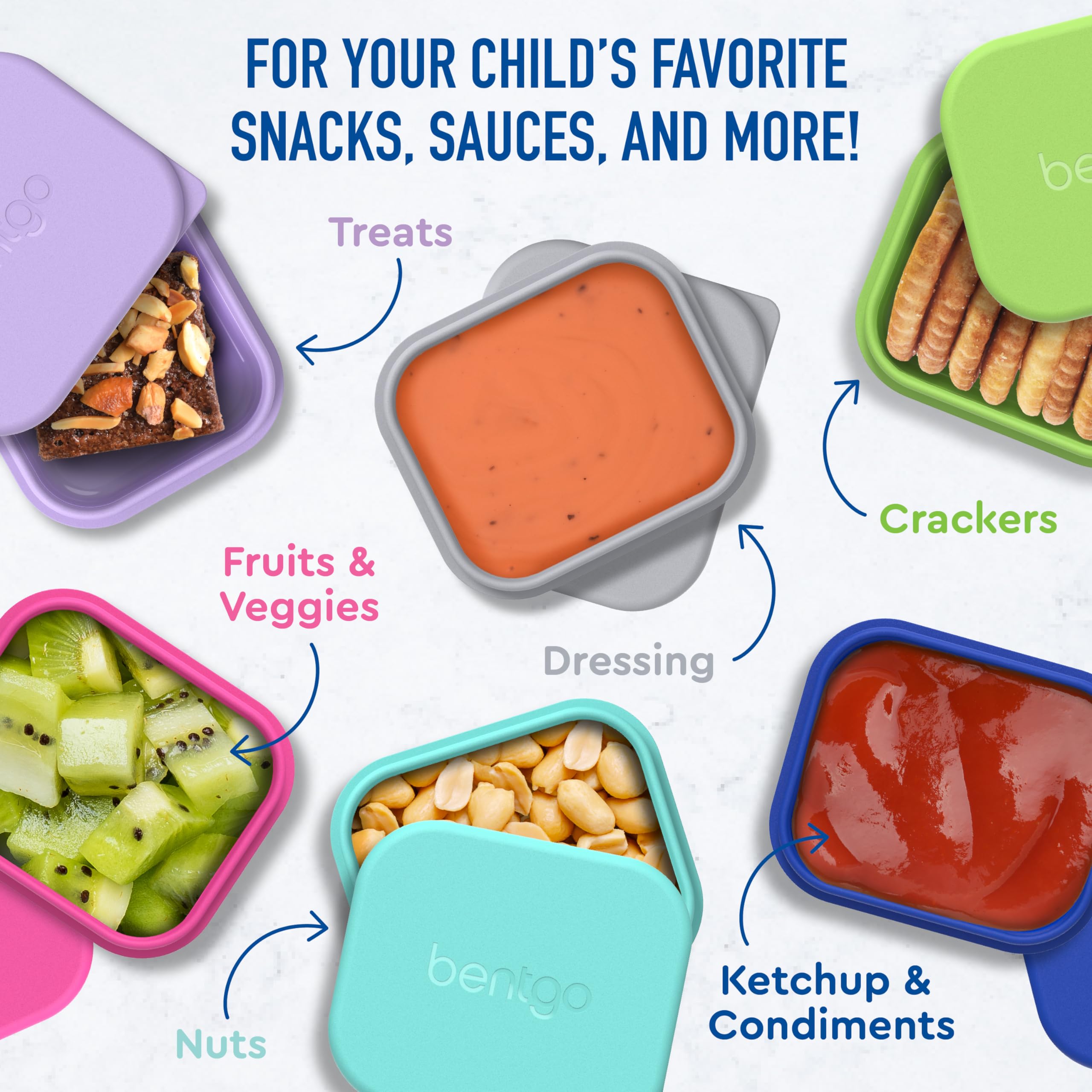 Bentgo® Sidekicks 2-Pack Silicone Container Set - Dipping Sauce Cups for Condiments & Small Snacks, Reusable, Durable, & Leak-Proof Liquid Storage, Salad Dressing Container - 2.6 oz (Lavender & Pink)