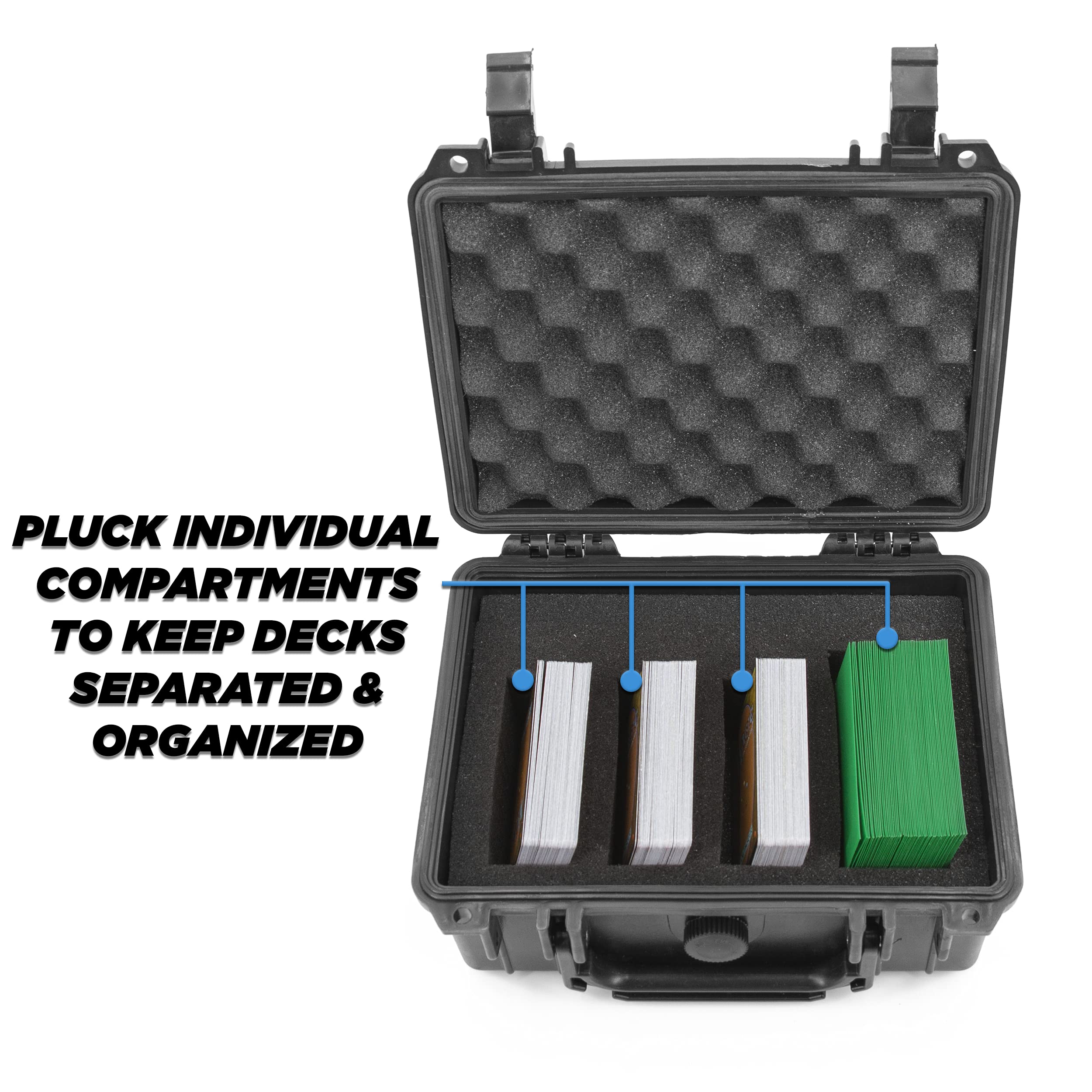 CASEMATIX Waterproof Trading Card Case for 550 Cards - Hard Shell Trading Card Box with Customizable Foam Compatible with Magic The Gathering, Cards Against Humanity and Standard TCGs