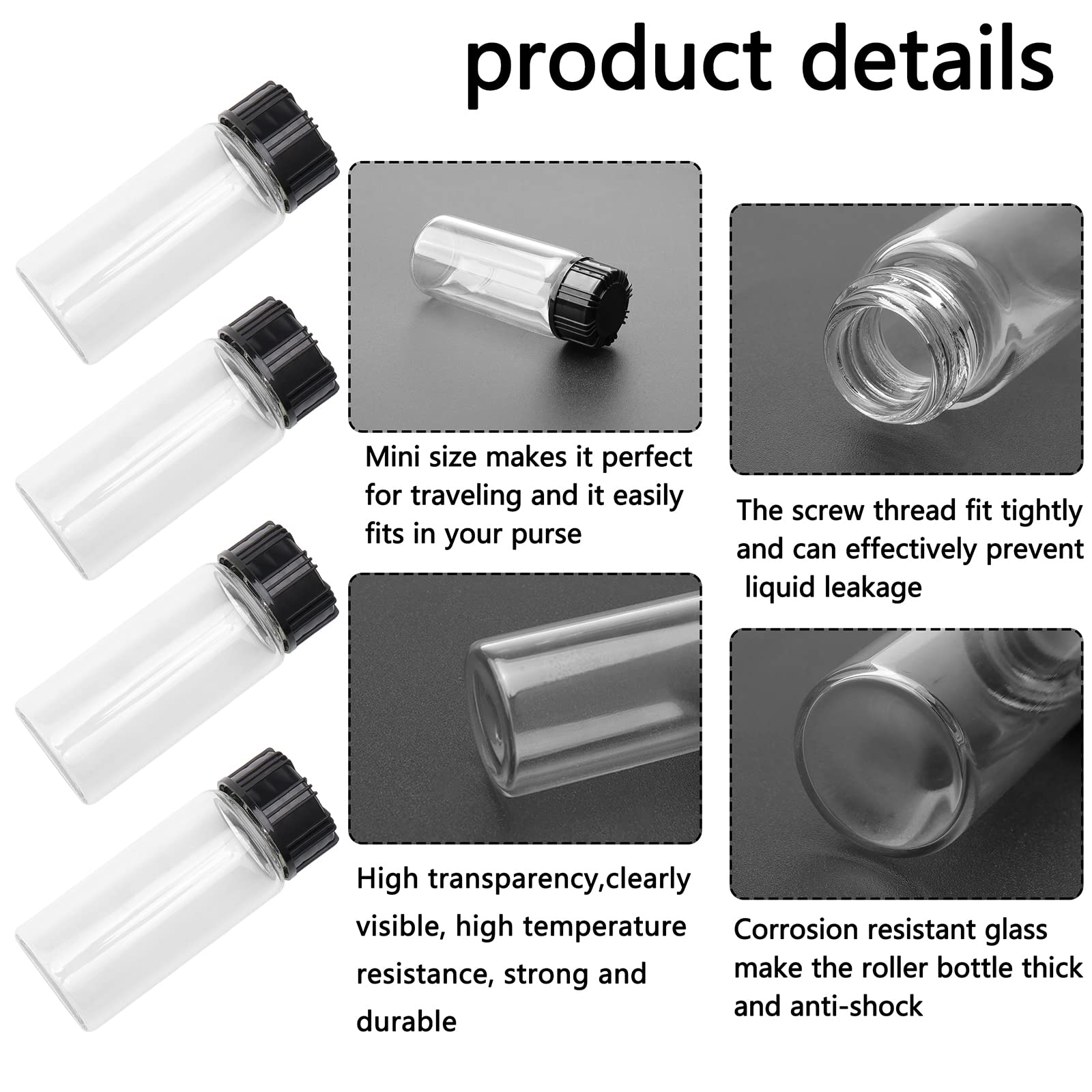 Newzoll 10ml Clear Glass Bottles for Essential Oils, Chemistry Lab Chemicals, Colognes & Perfumes (10 Pieces)