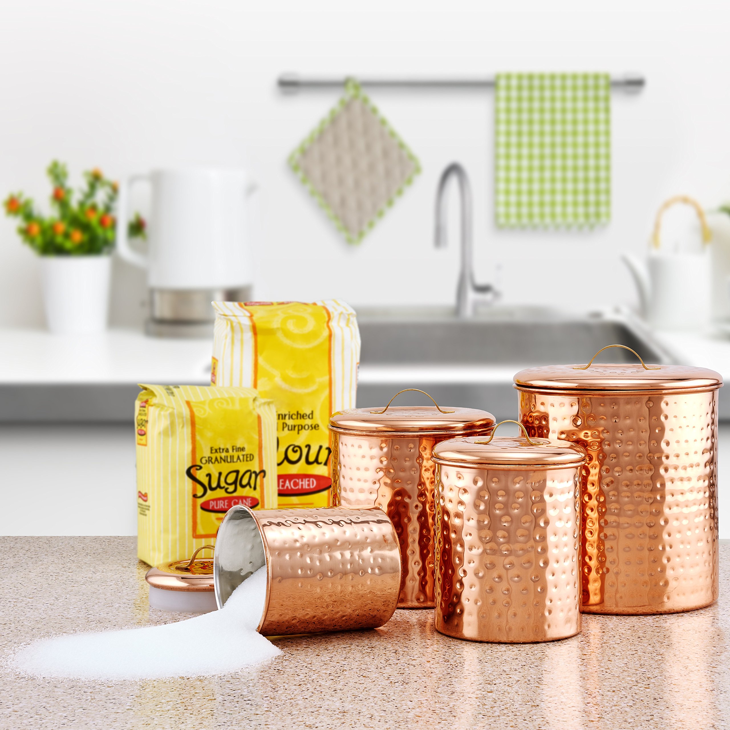Old Dutch Hammered Copper Canister Set, Set of 4