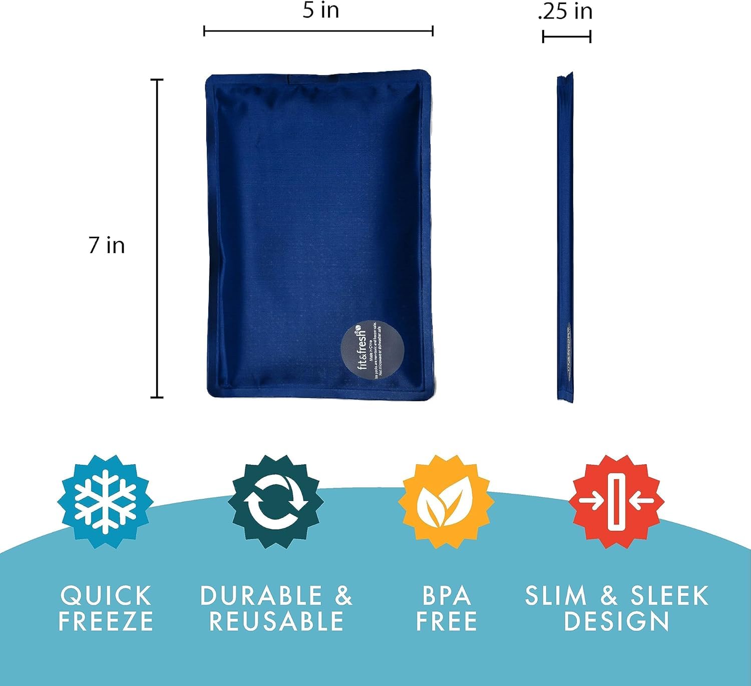 Cool Coolers by Fit & Fresh 2 Pack Soft Ice, Flexible Stretch Nylon Reusable Ice Packs for Lunch Boxes & Coolers, Fruit & Dot